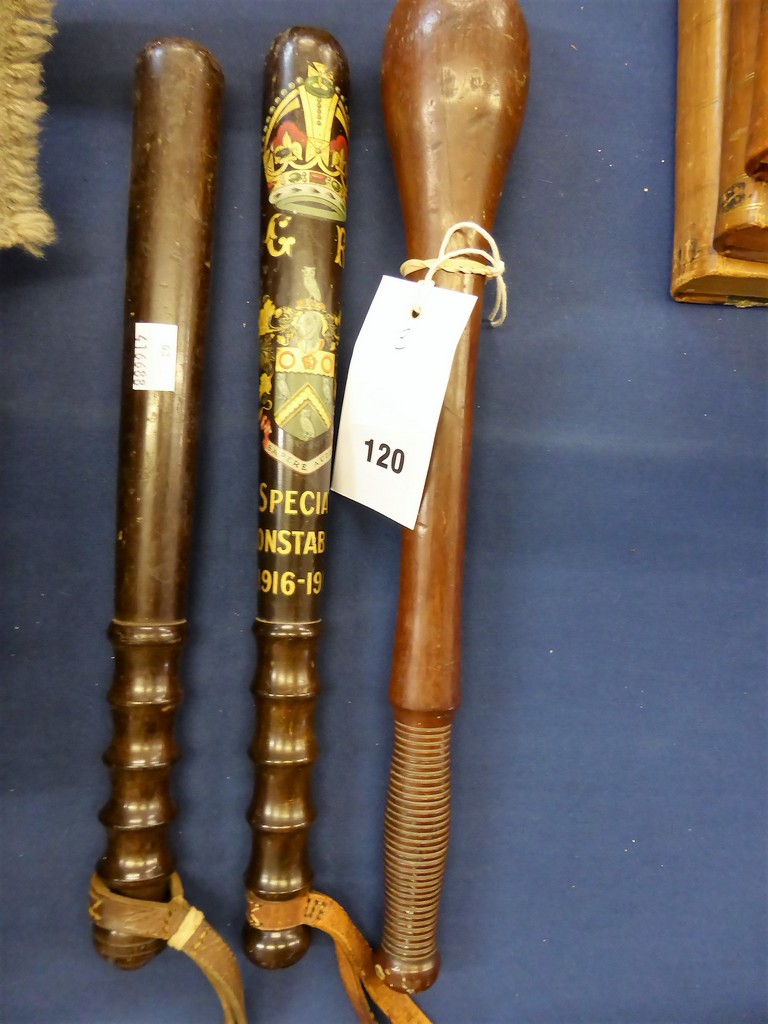 A Special Constable truncheon/baton c1916 -1919 plus two police ...