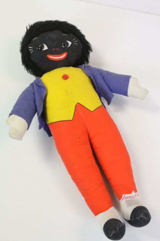 Vintage Dean's Golly toy with blue Felt jacket, stands approx 44cm tall