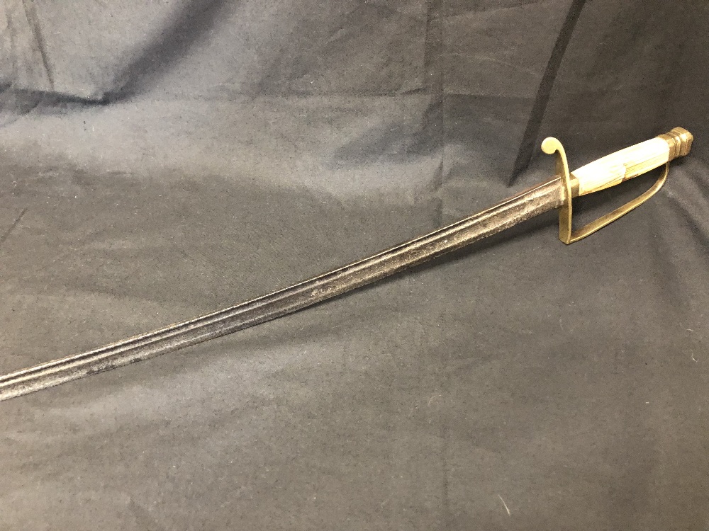 A late 18th Century British Naval spadroon type sword with ivory grip ...
