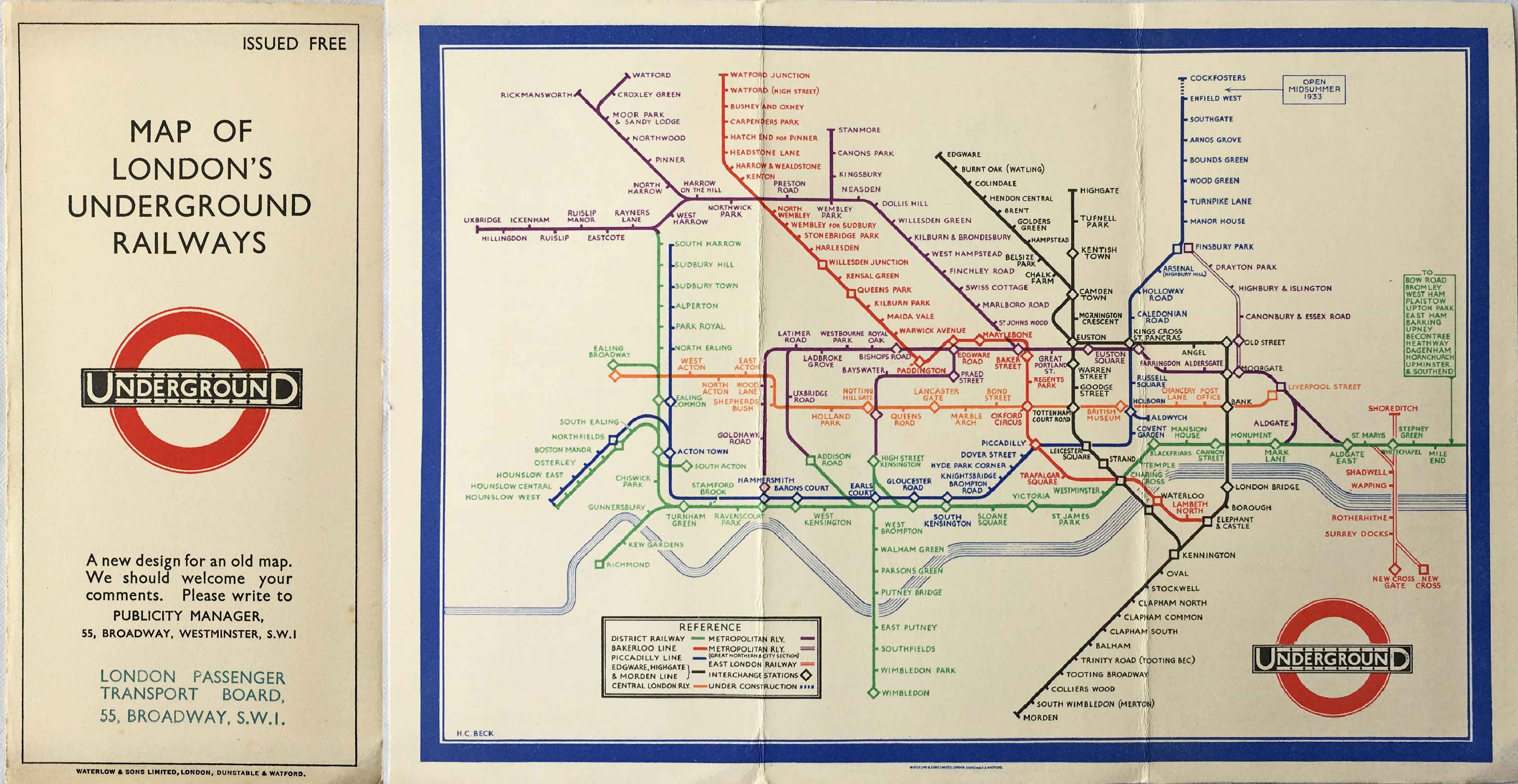 1933 first edition of the H C Beck London Underground POCKET ...