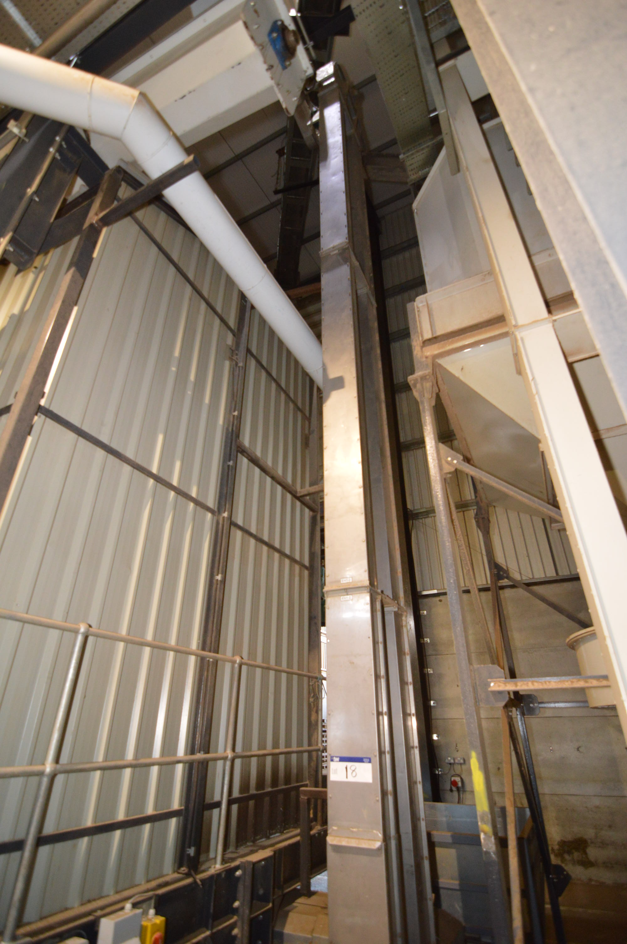 STAINLESS STEEL CASED BUCKET ELEVATOR, 210mm wide on casing, approx ...