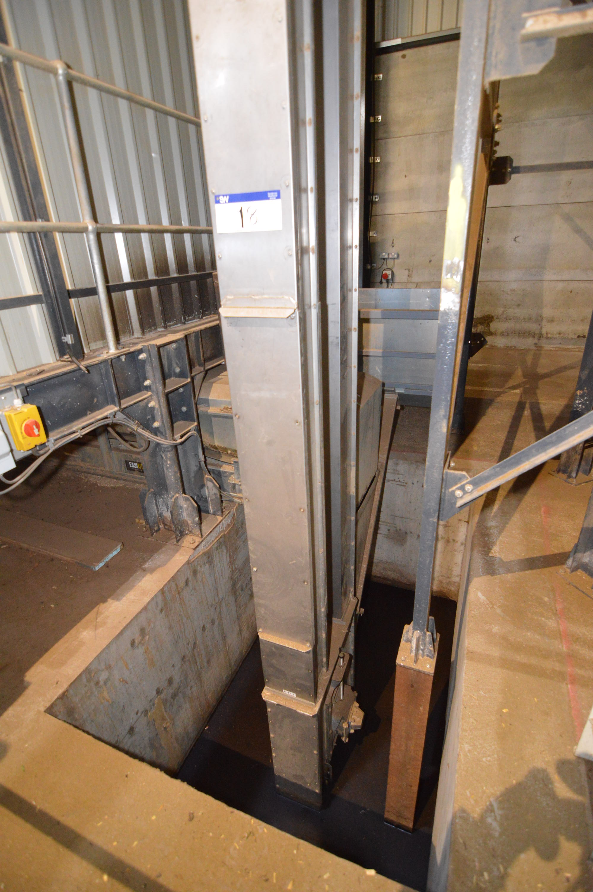 STAINLESS STEEL CASED BUCKET ELEVATOR, 210mm wide on casing, approx ...
