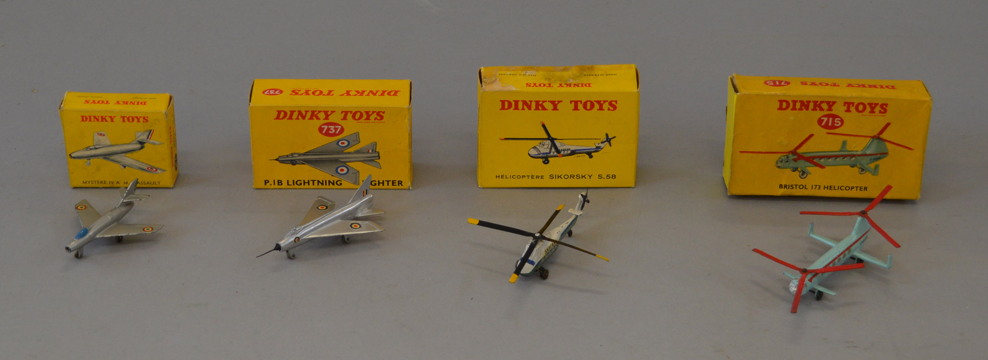 Four Dinky Toys aircraft: French Dinky 60D Sikorsky S.58; French Dinky ...