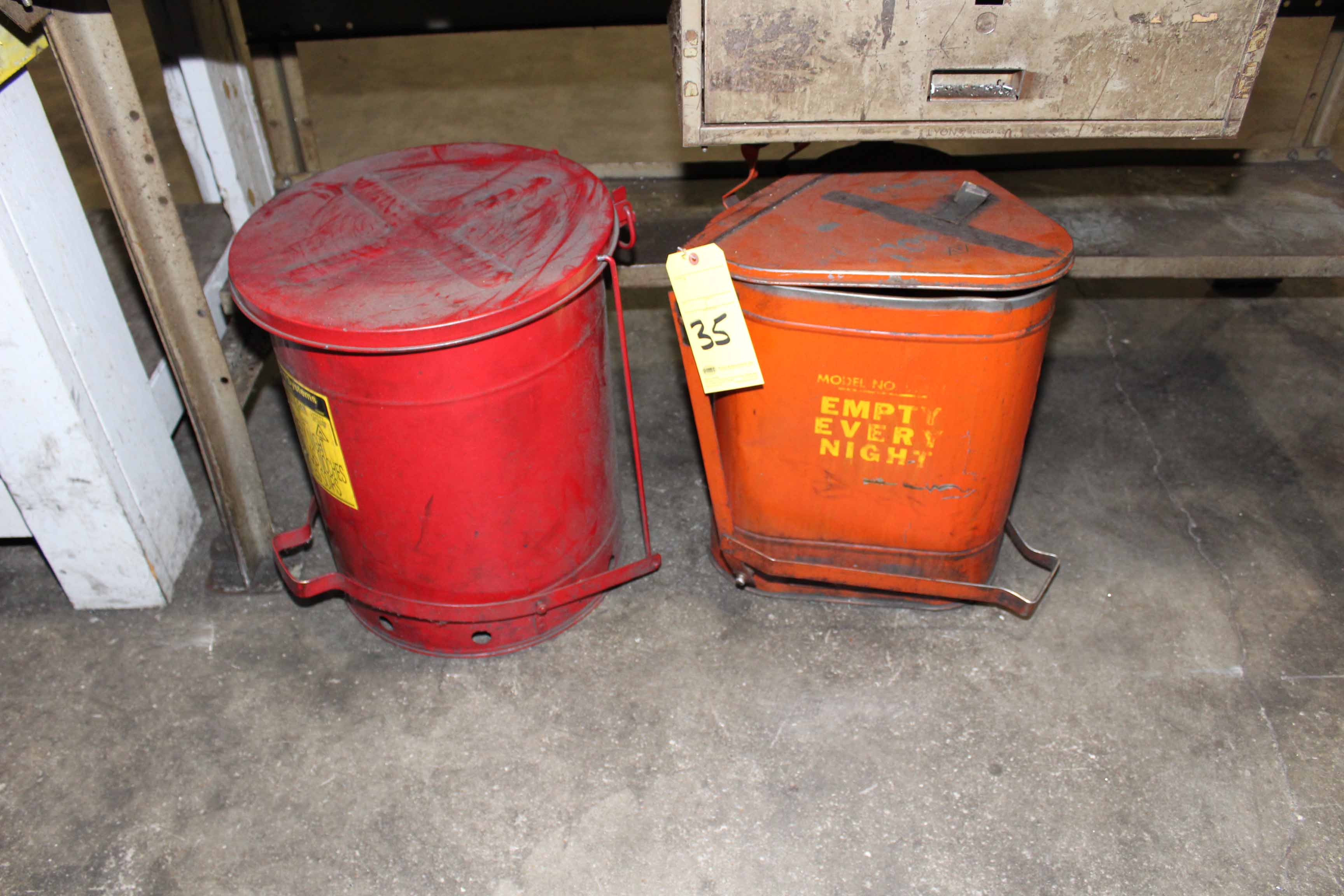 LOT OF OILY RAG WASTE CANS