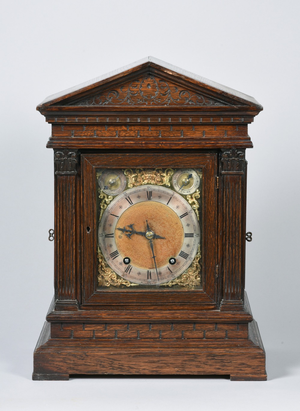A late 19c German bracket clock by Winterhalder & Hoffmeier in oak ...