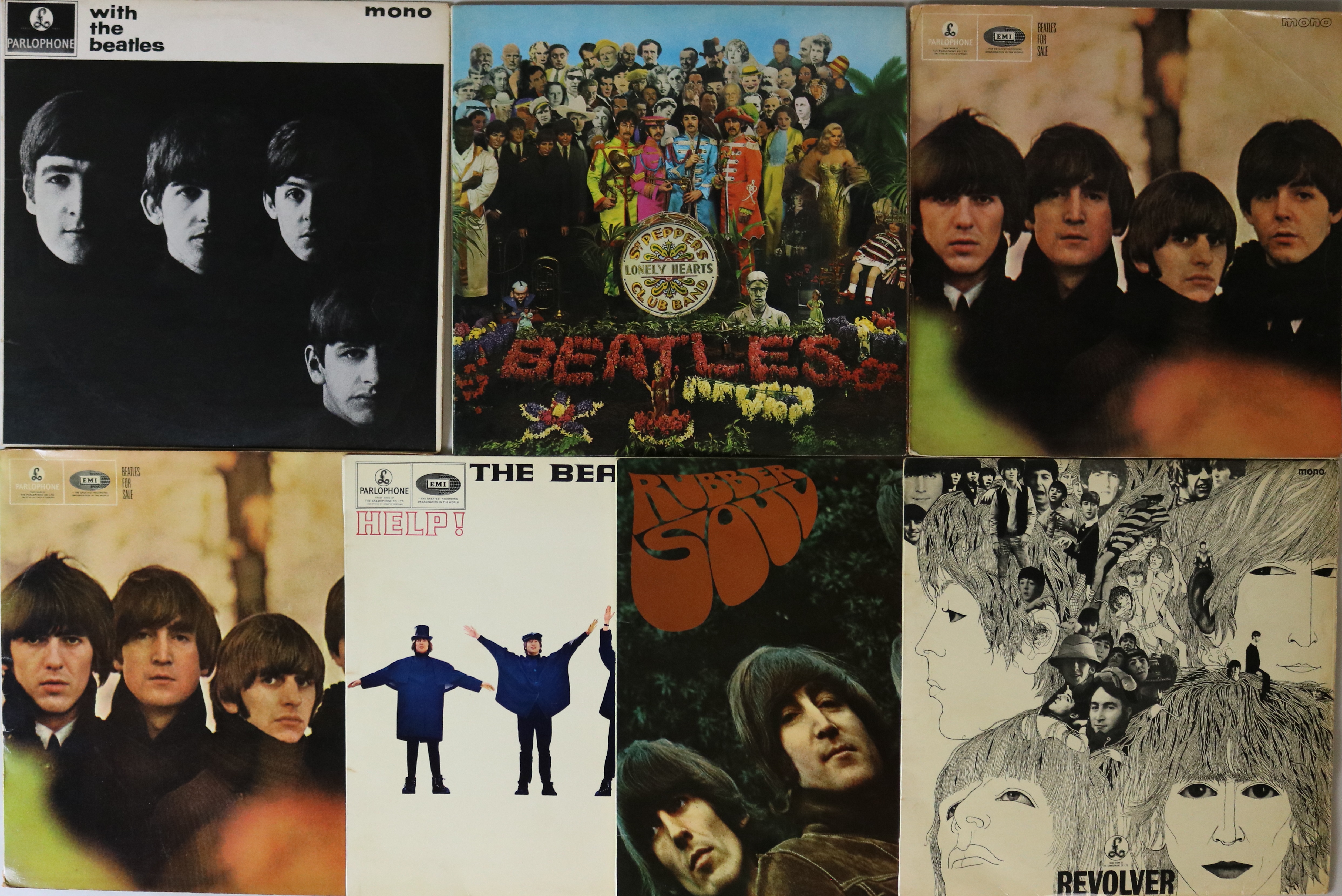 THE BEATLES - STUDIO LPs. Neatly presented collection of 7 x 'black and ...