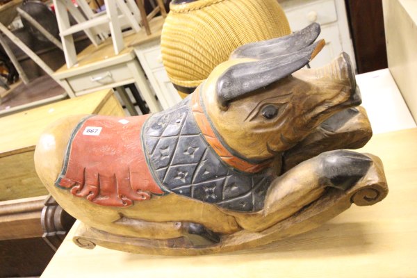 A Wooden Rocking Pig