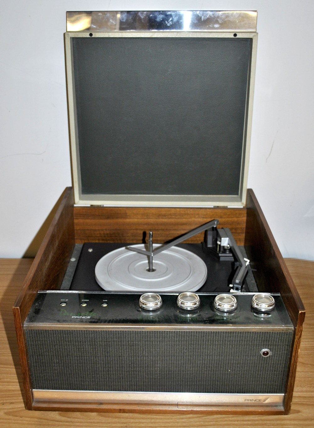 A Dansette Prince portable vintage record player.