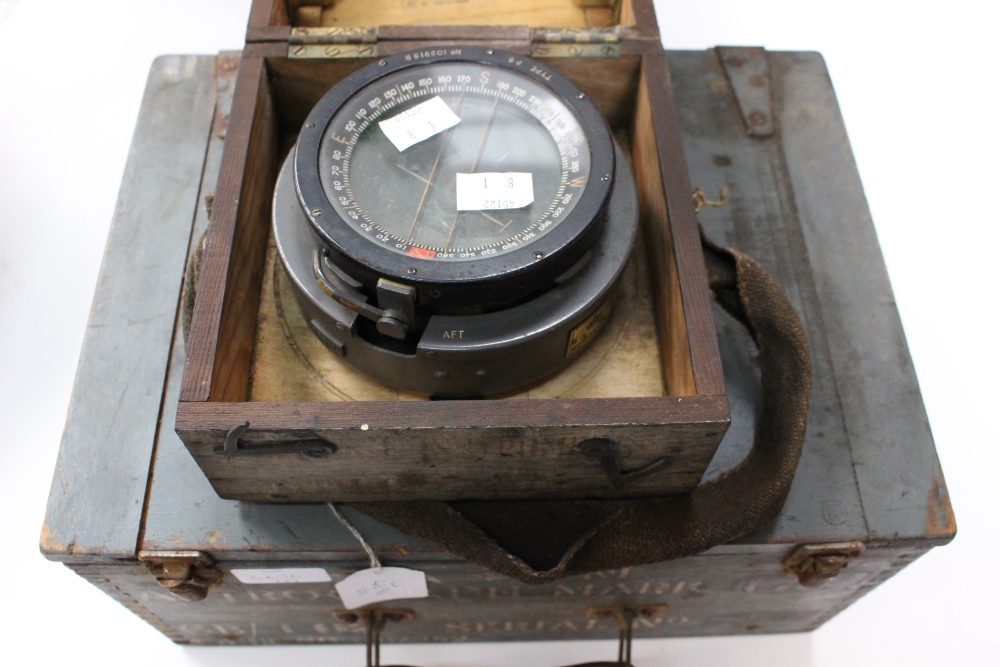 WW2 British RAF P8 Compass in original paint with transit box. Together ...