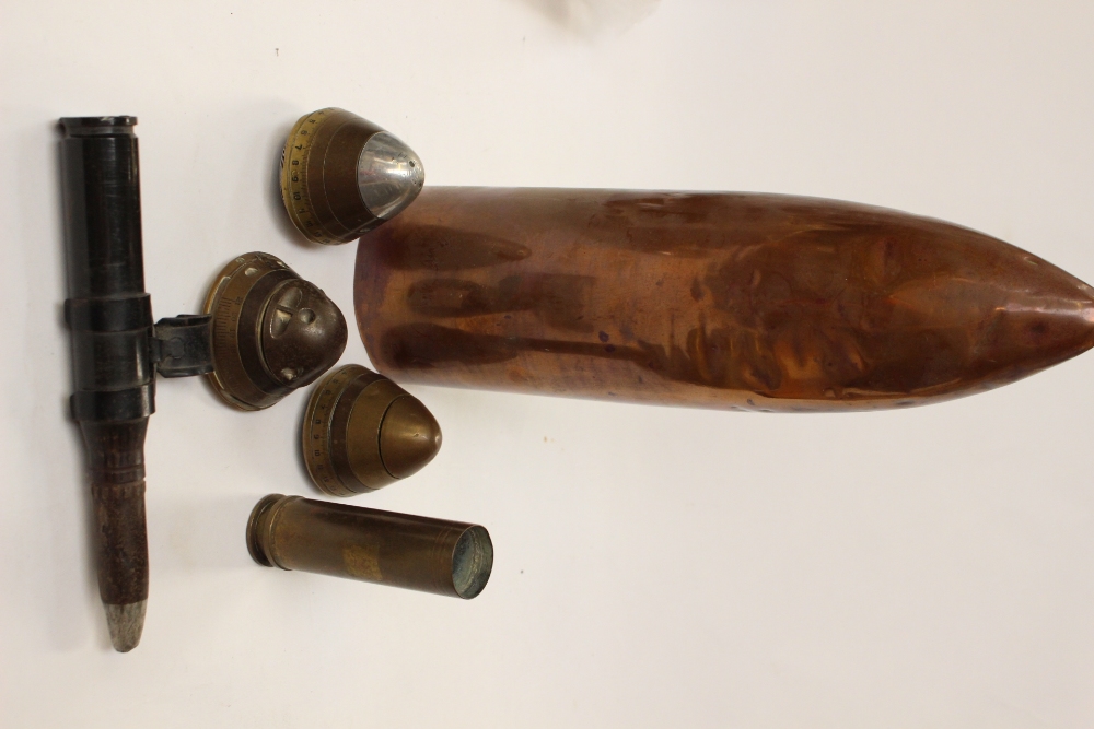 WW1 Imperial German 77mm shell fuze, two other WW1 shell fuzes, 20mm ...