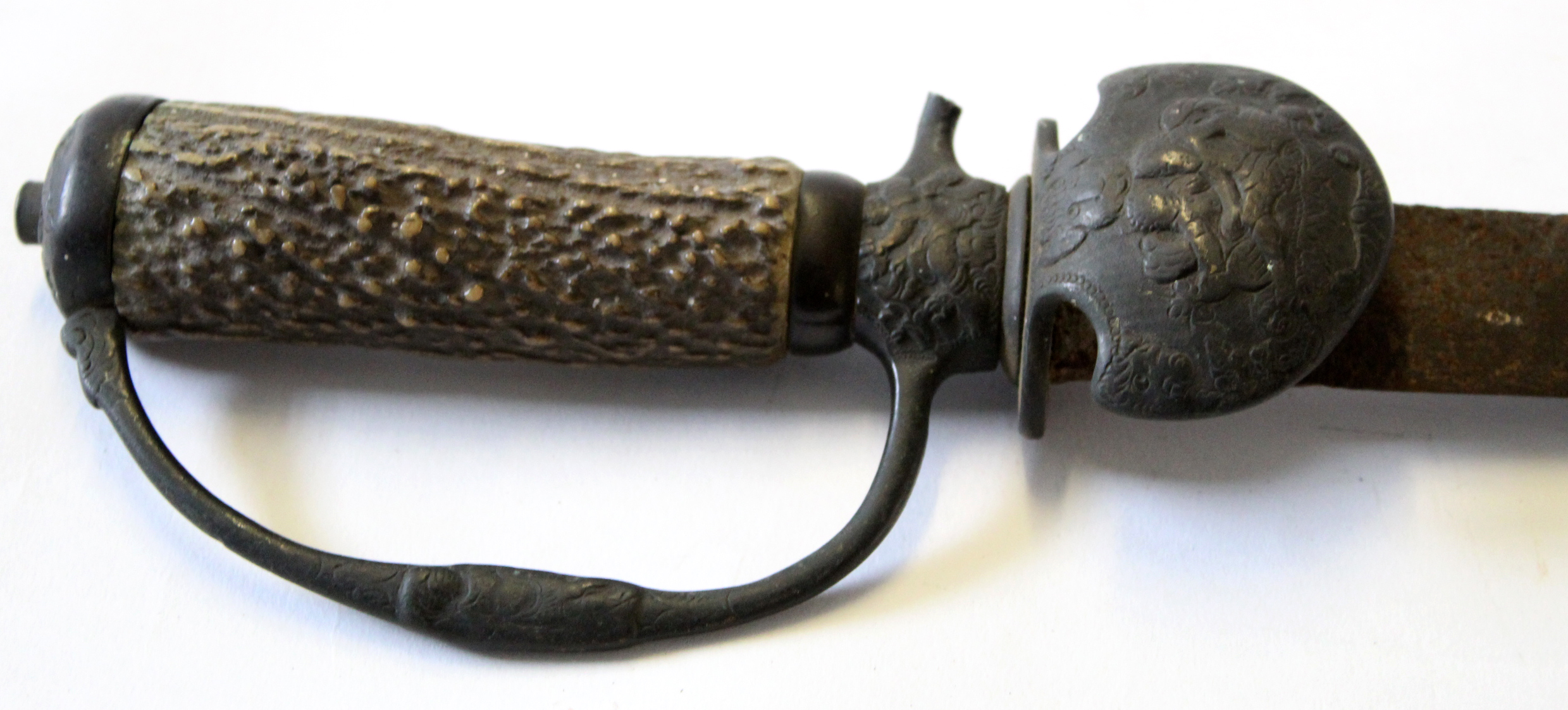 European hunting sword with bone handle and decorated with pastoral ...