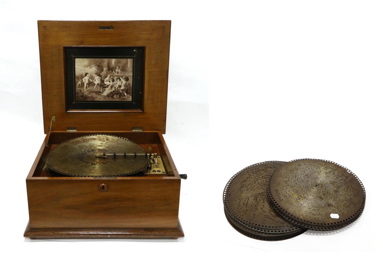 Polyphon Musical Disc Music Box, with lever operated gilt metal ...