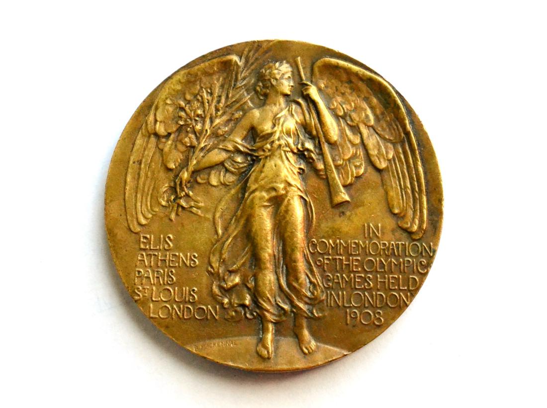 London 1908 Olympic Participation Medal cast in bronze 50mm 2'' diameter