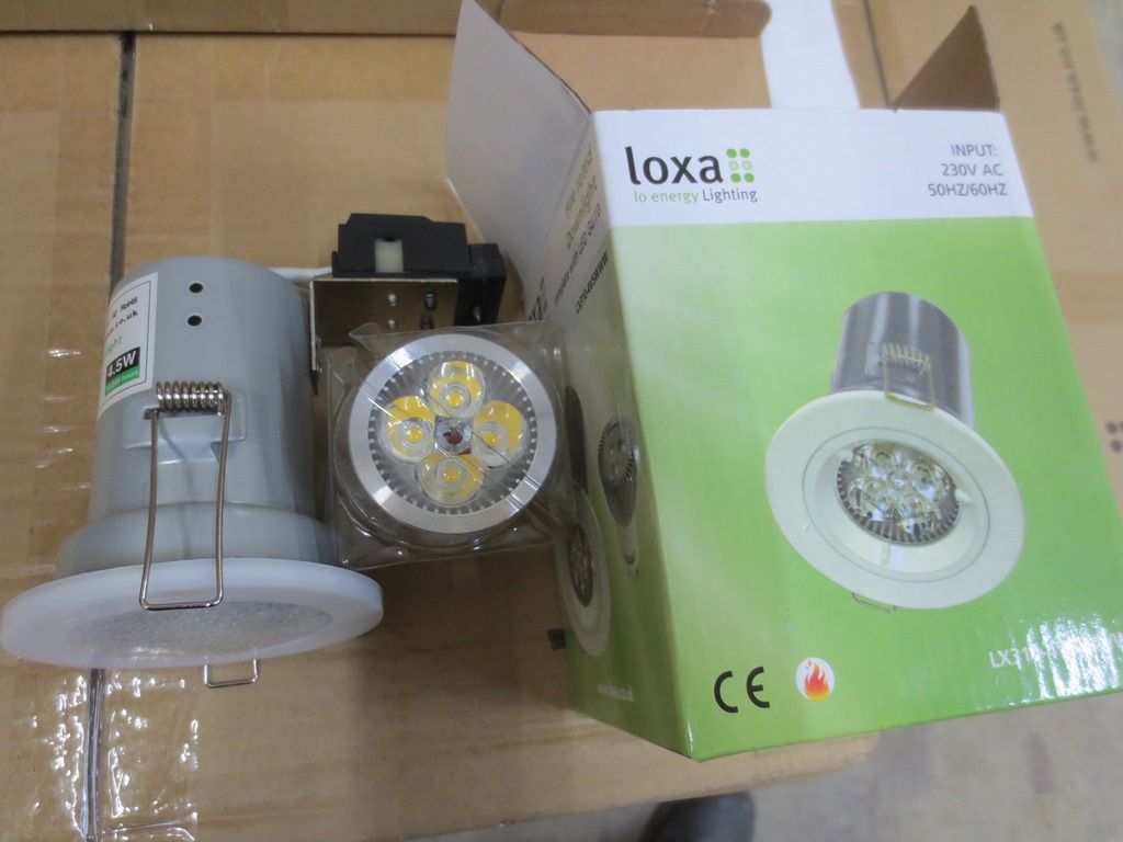 32 Loxa LX310-4V5WWW fire rated LED downlights fitted 4.5w GU10 LED lamp