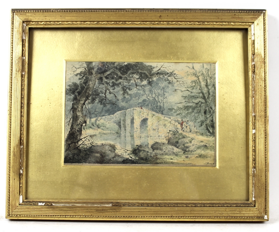 Samuel Prout (British, 1783-1852): 'Plymbridge, Devon', with figures on ...