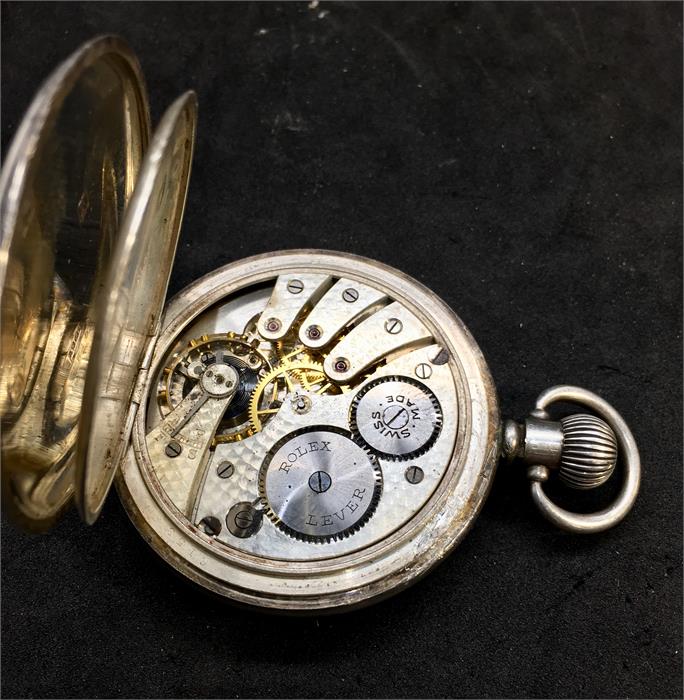 1925 Rolex lever Silver full hunter pocket watch in Dennison Case watch ...