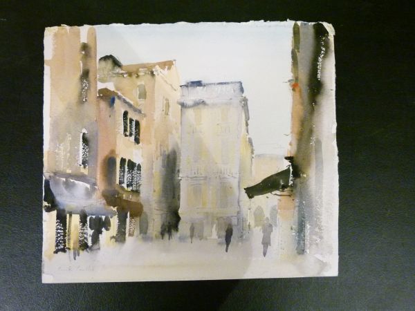 Nicholas Poullis - Three watercolours - Architectural views, 38cm x ...