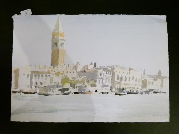 Nicholas Poullis - Three watercolours - Architectural views, 38cm x ...