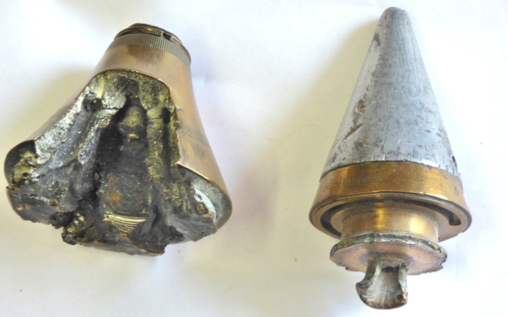 British WWII Relic Fuzes, a cap from a 25 Pounder No. 199 fuze and a No ...
