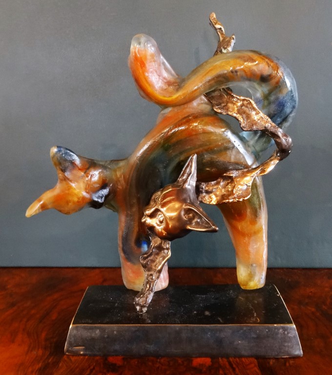 Yves Lohe (French, born 1947), a bronze and glass sculpture modelled as ...