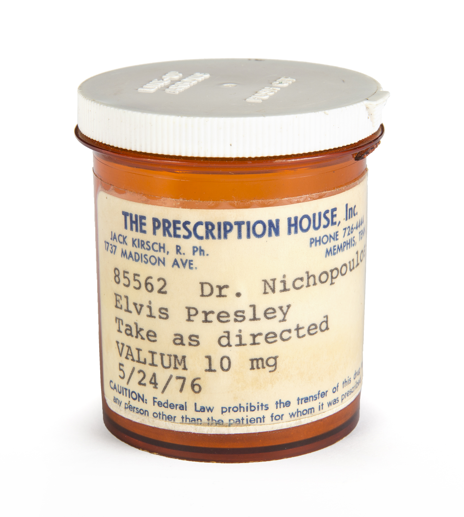 ELVIS PRESLEY VALIUM PILL BOTTLE An Elvis Presley prescription pill ...