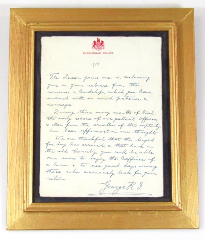 A King George V printed letter to soldiers, dated 1918 on Buckingham ...