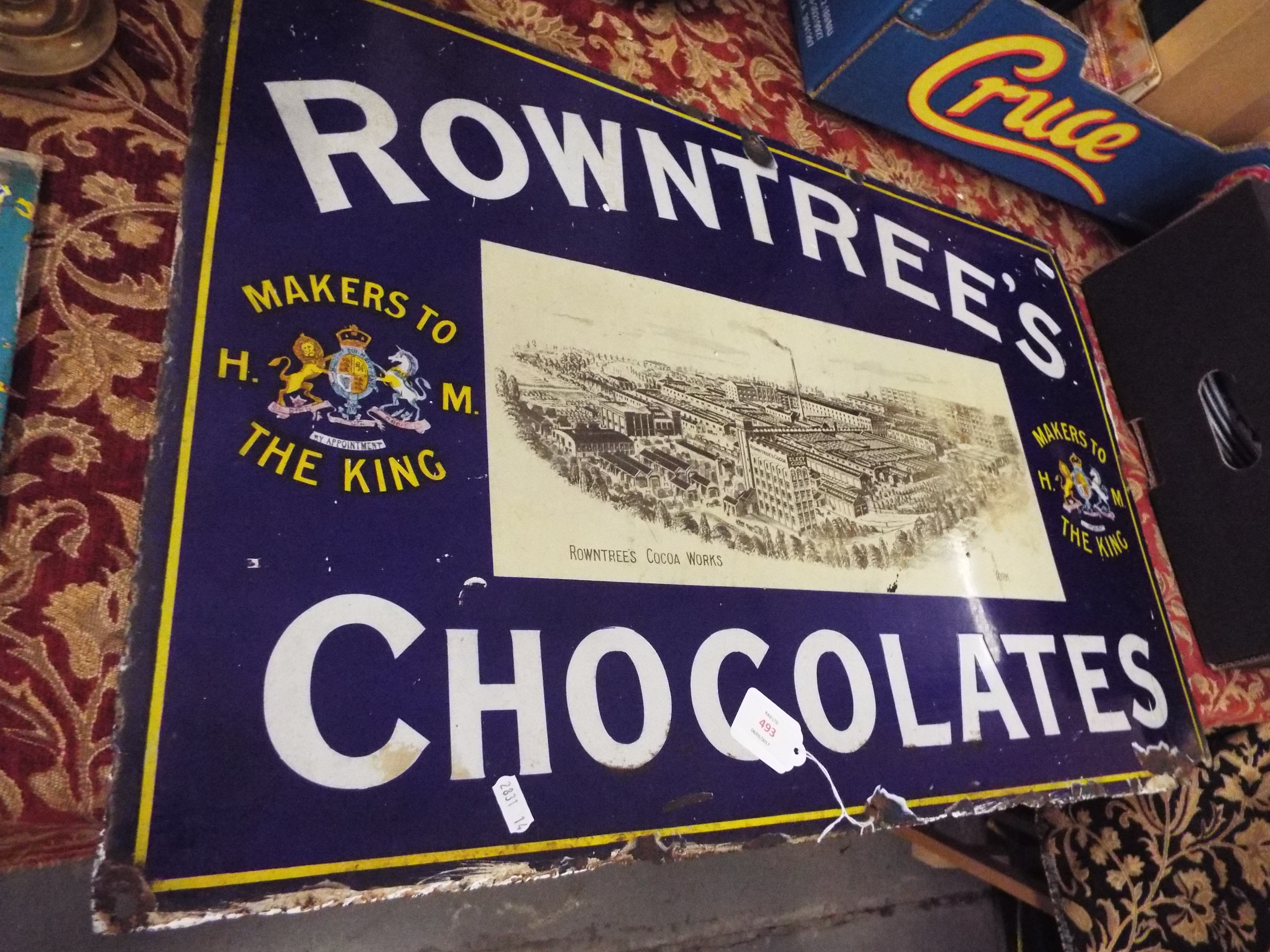 A Rowntree's Chocolates enamel advertising sign having central ...