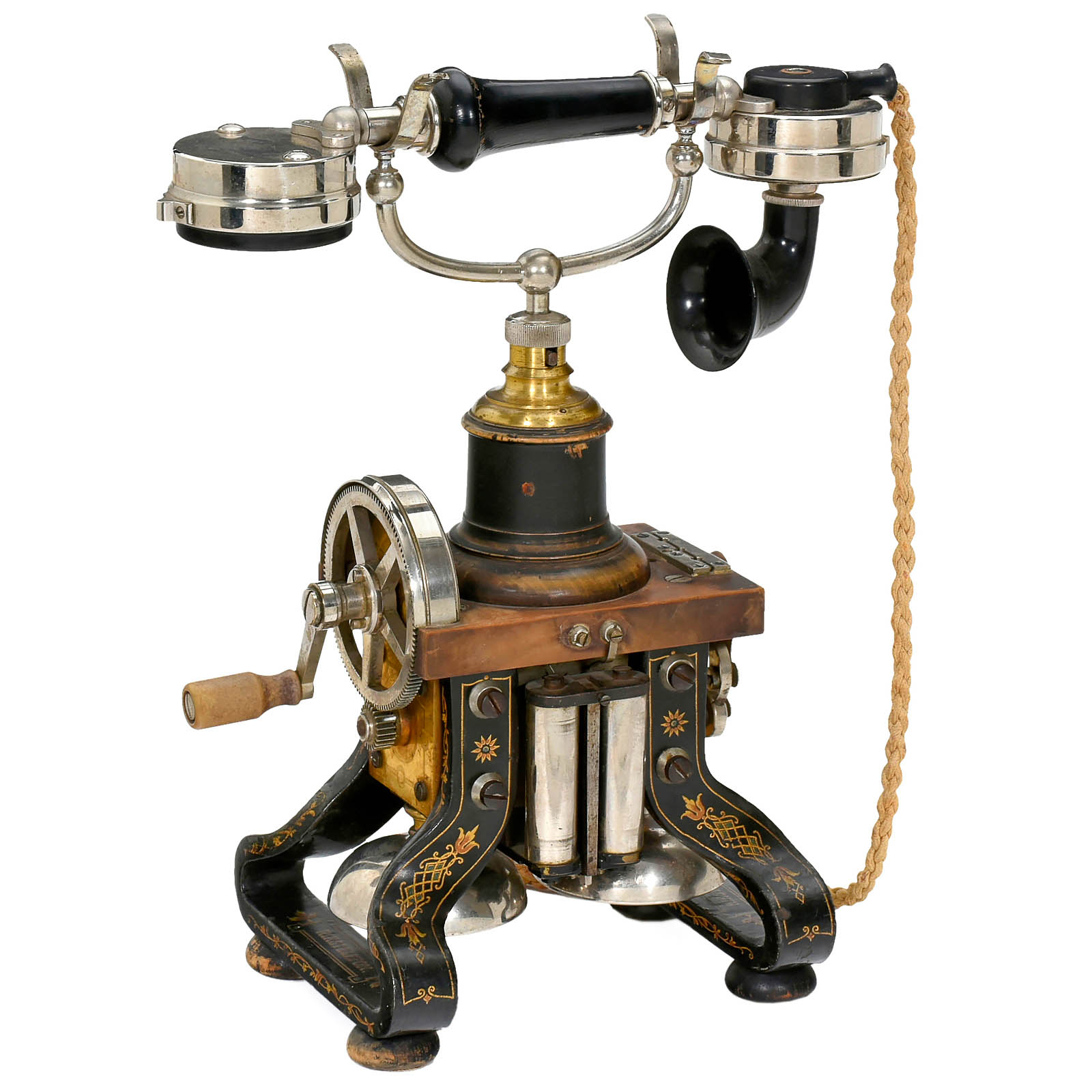 L.M. Ericsson Skeleton Telephone, c. 1900 Signed "Rikstelefon", handset ...