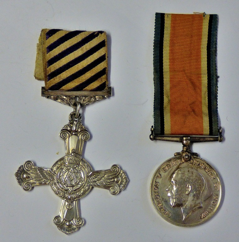 Distinguished Flying Cross and WWI British War Medal named to Lieut T.A ...