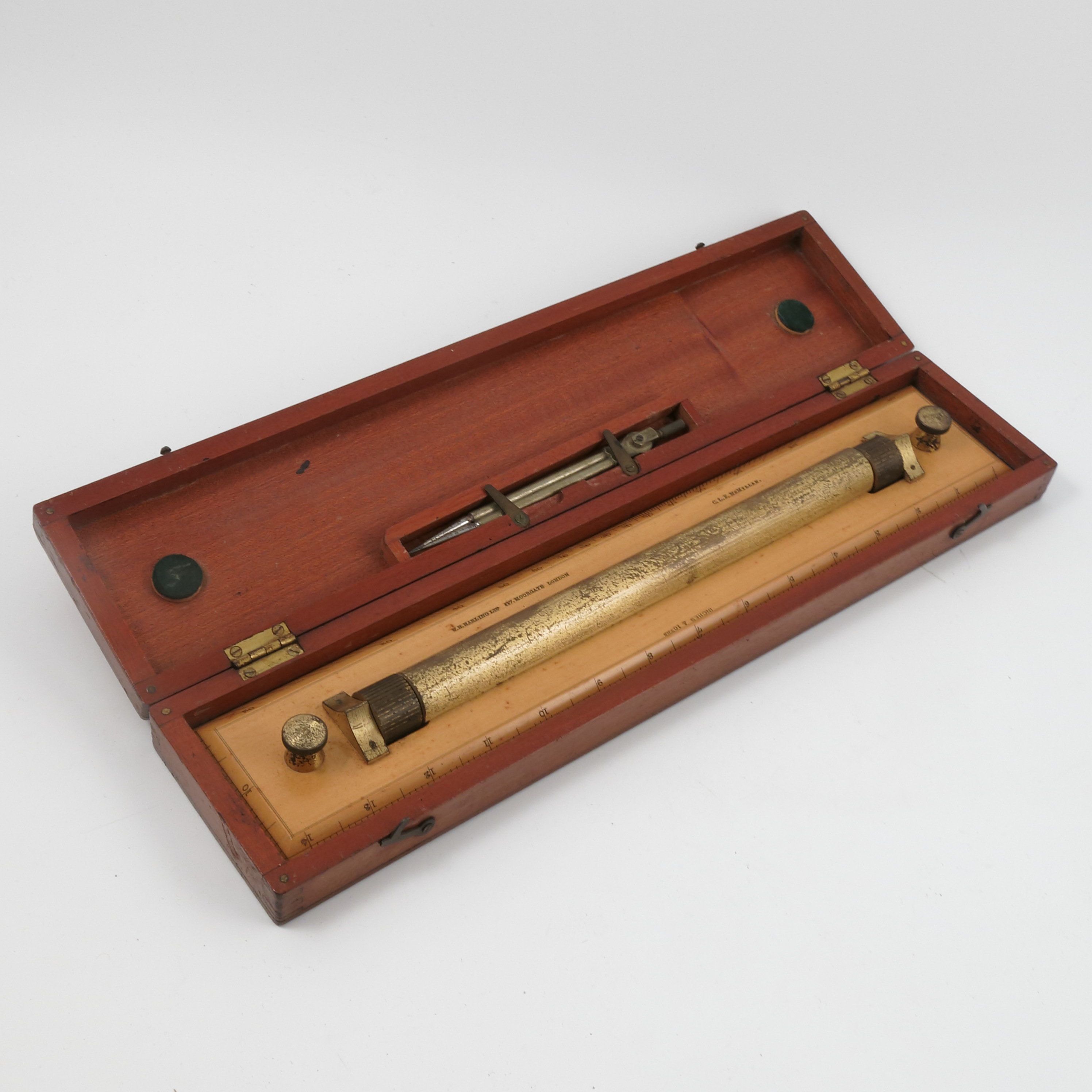 An antique boxwood and brass nautical rolling ruler, by W H Harling Ltd ...