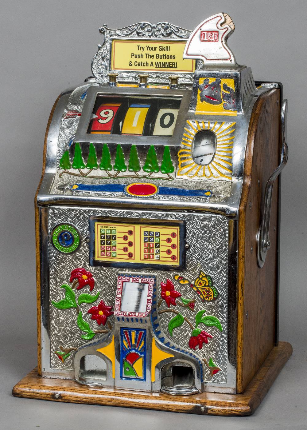 A 1920s Mills Novelty Co. of Chicago USA Poinsettia 1D slot machine 60 ...