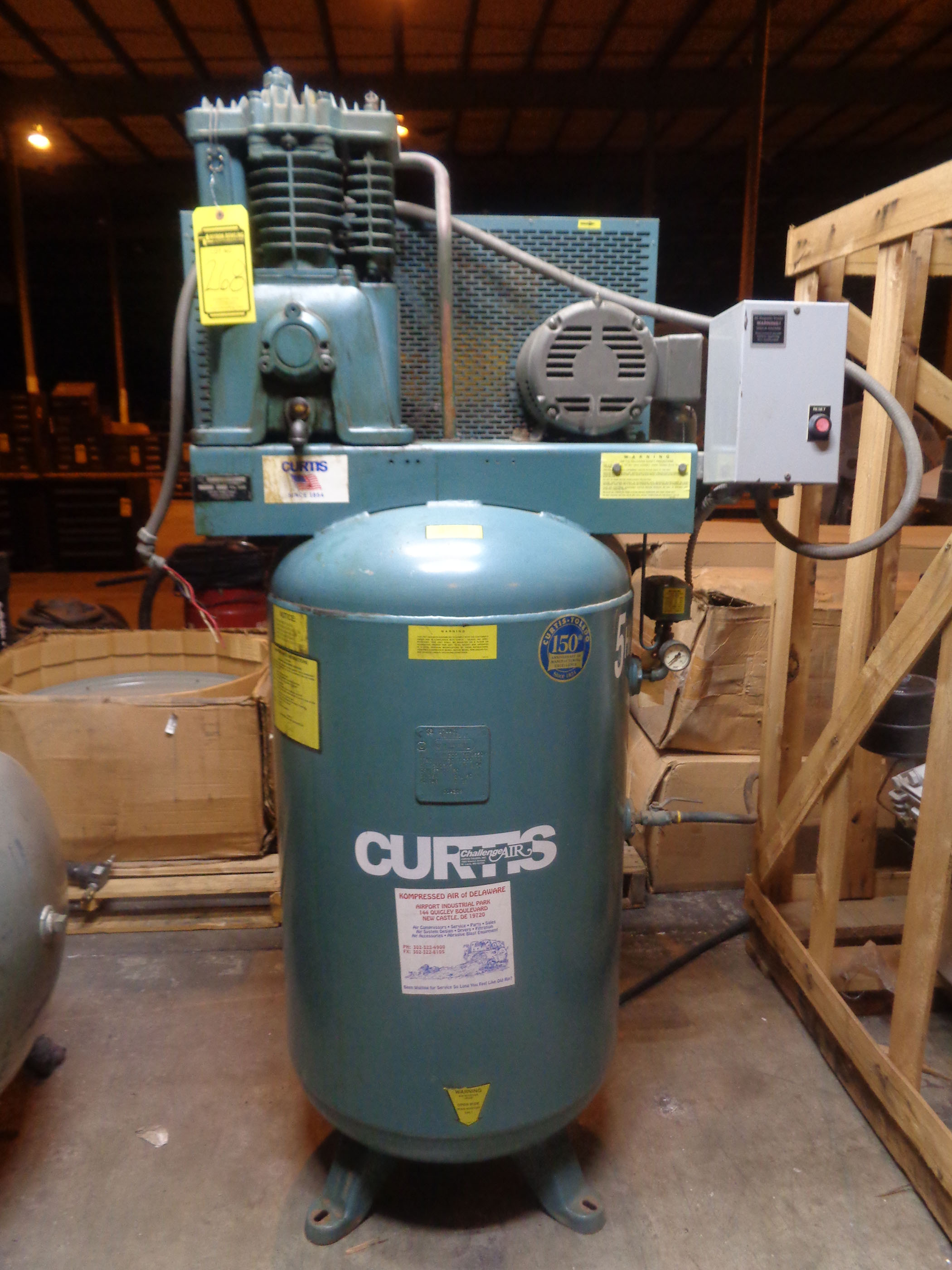 CURTIS-TOLEDO CHALLENGE AIR MODEL E-57 5HP VERTICAL AIR COMPRESSOR
