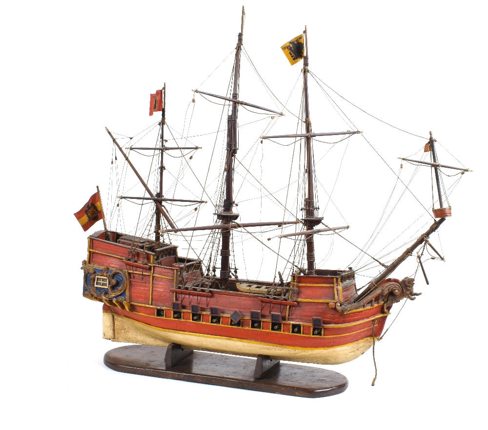 MODELLO DI ANTICO GALEONE SPAGNOLO vecchia manifattura struttura in ...