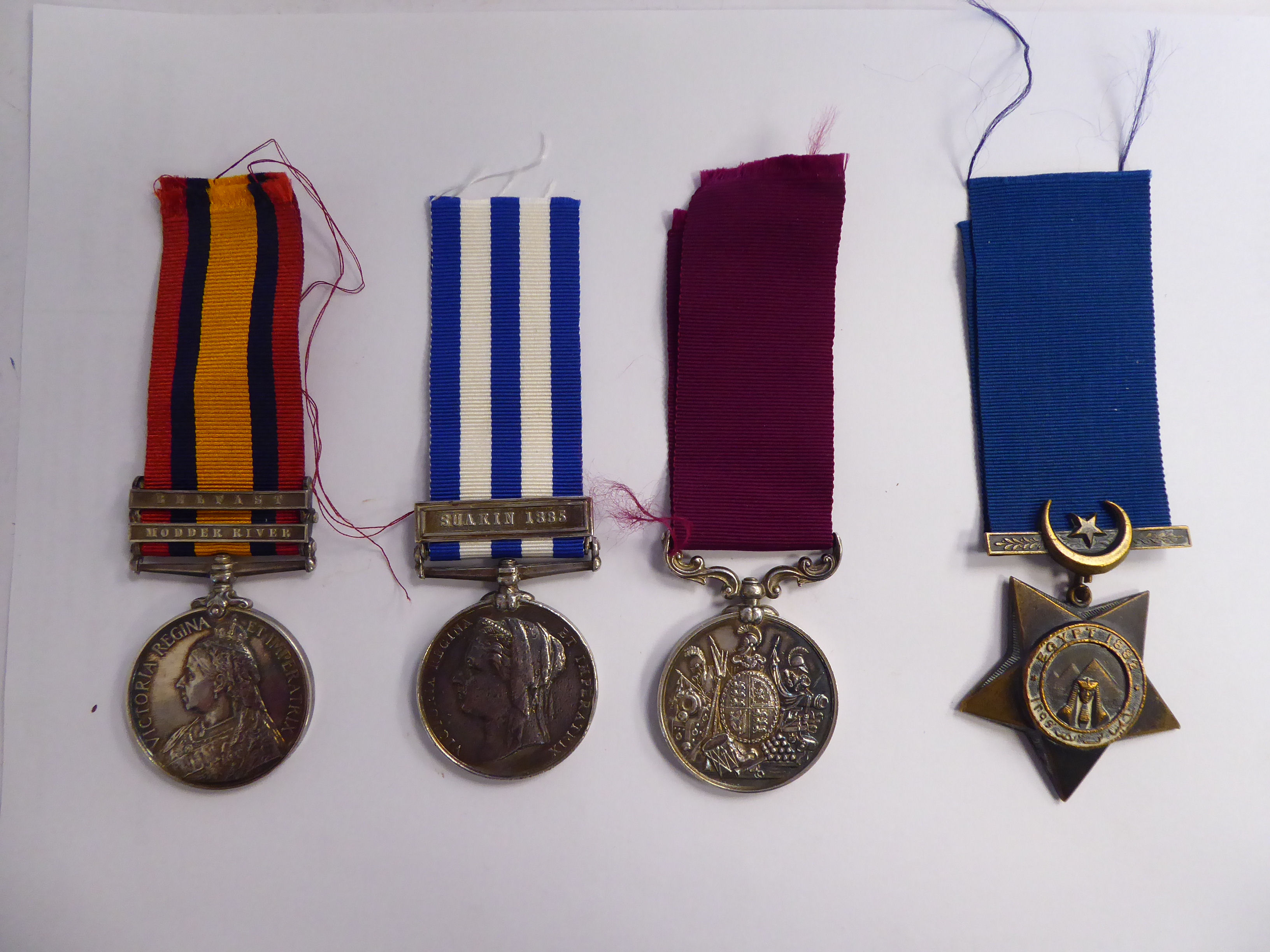 Three Victorian medals on ribbons, awarded to 191 Sergt. J Walsh ...