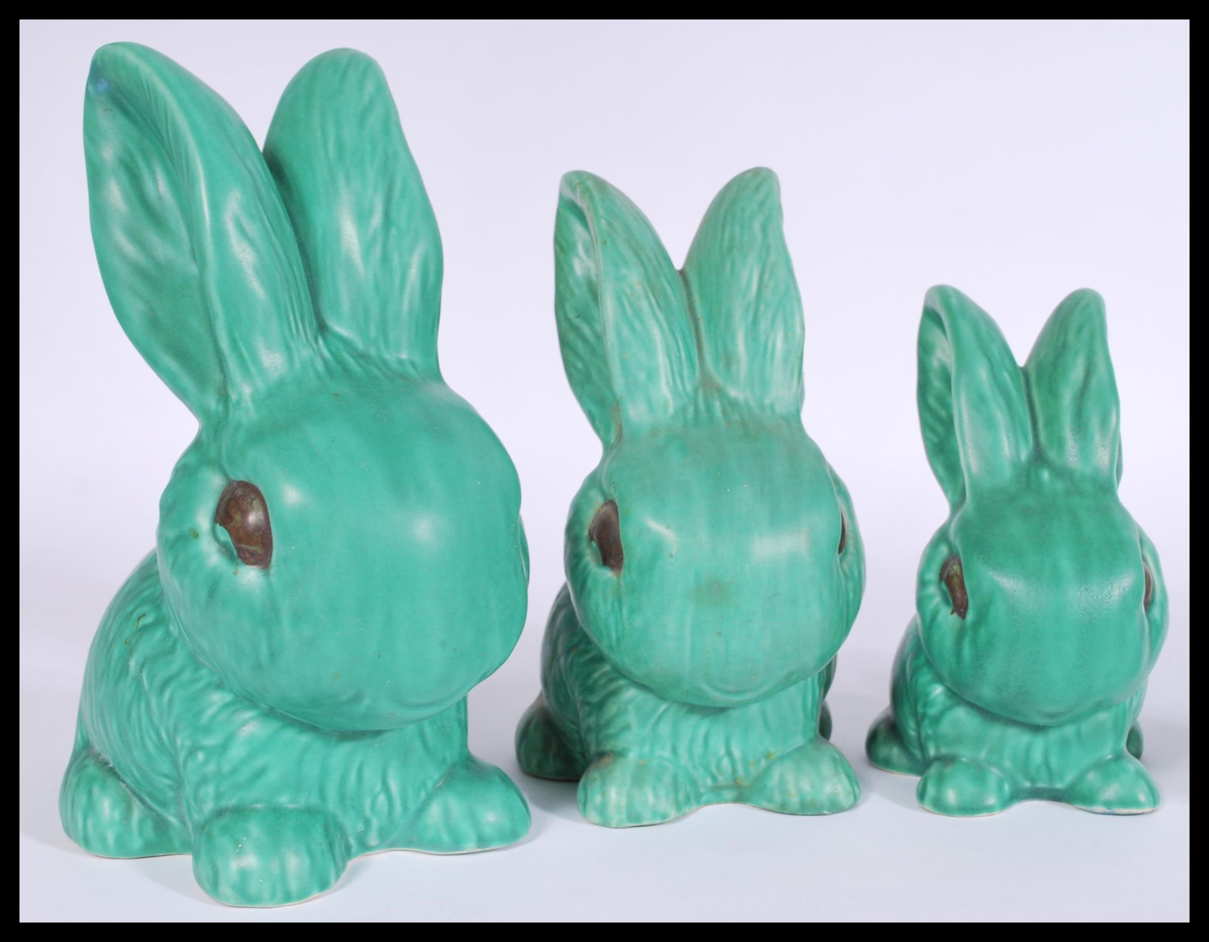 A selection of vintage 20th century SylvaC green rabbit figurines with ...