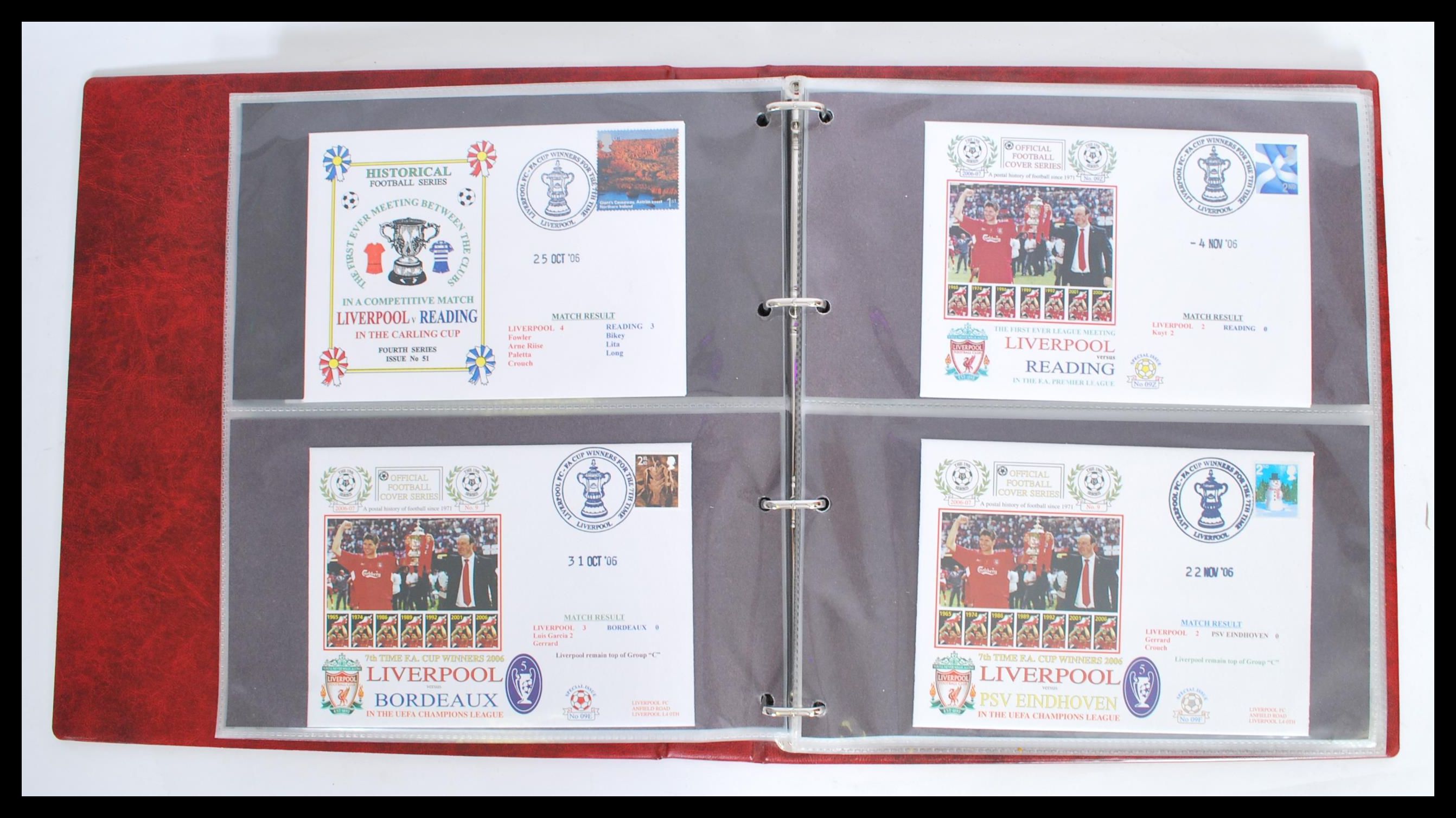 A collection of over 100 Liverpool football club postal covers across ...