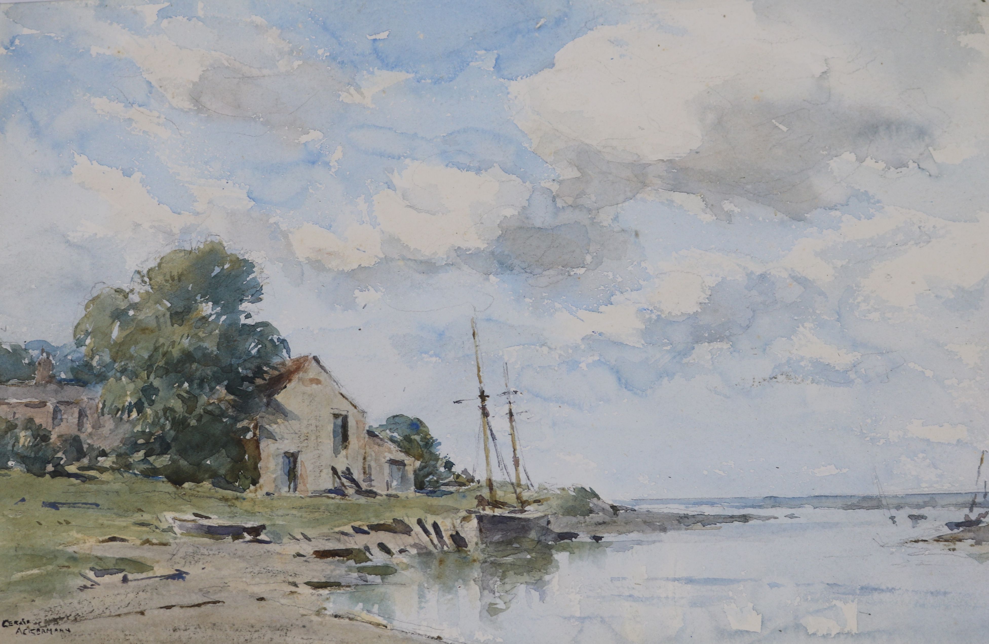 Arthur Gerald Ackerman, three watercolours, coastal scenes, signed, 24 ...