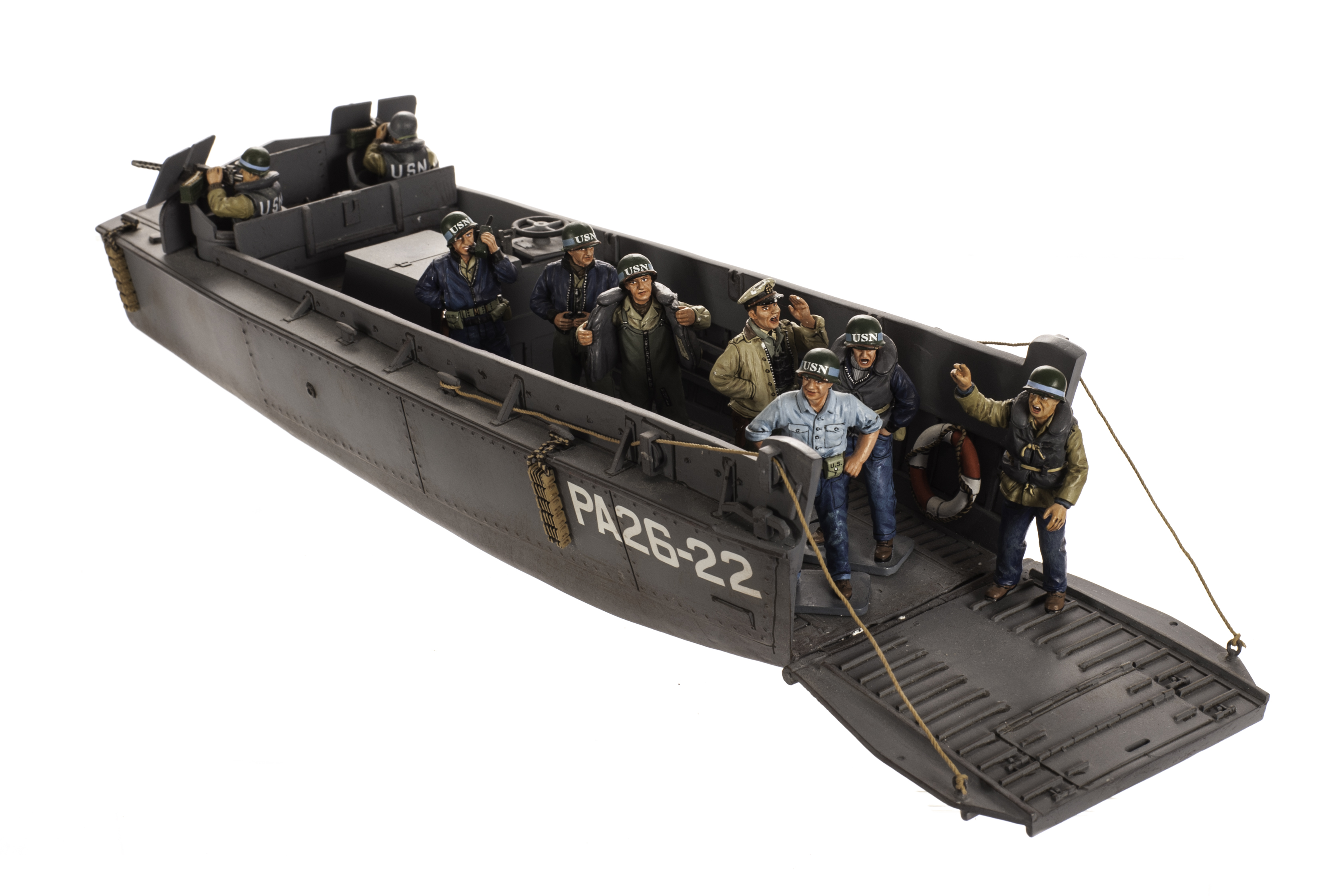 King & Country D-Day LCVP Landing Craft DD138 with crewmen (3), and 130 ...
