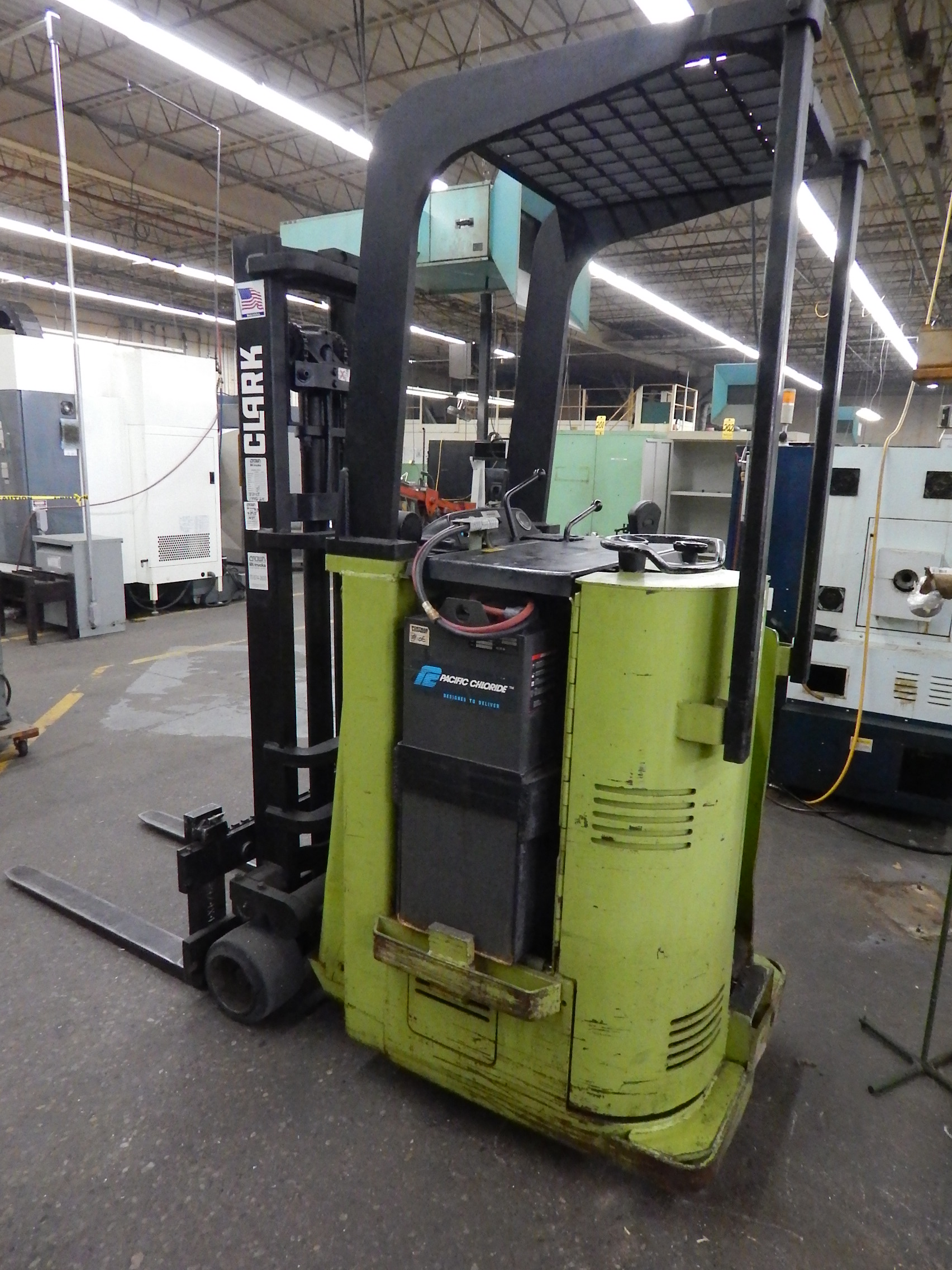 Clark Model NST-25 Narrow Aisle Stand on Electric Forklift. s/n NST245 ...