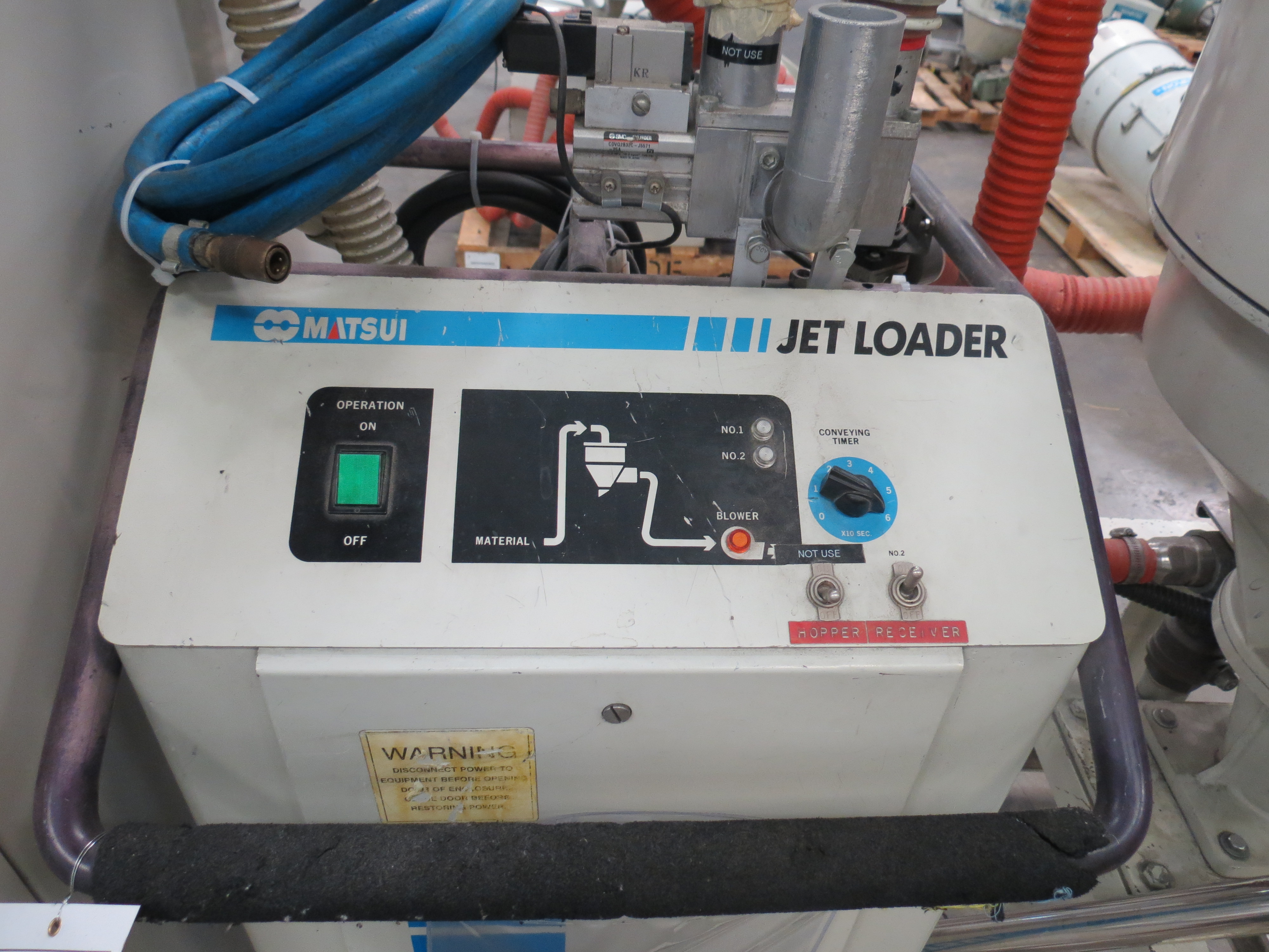 MATSUI DRYER / HOPPER AND JET LOADER HOPPER MODEL DMZ-120 ON CART MFG ...