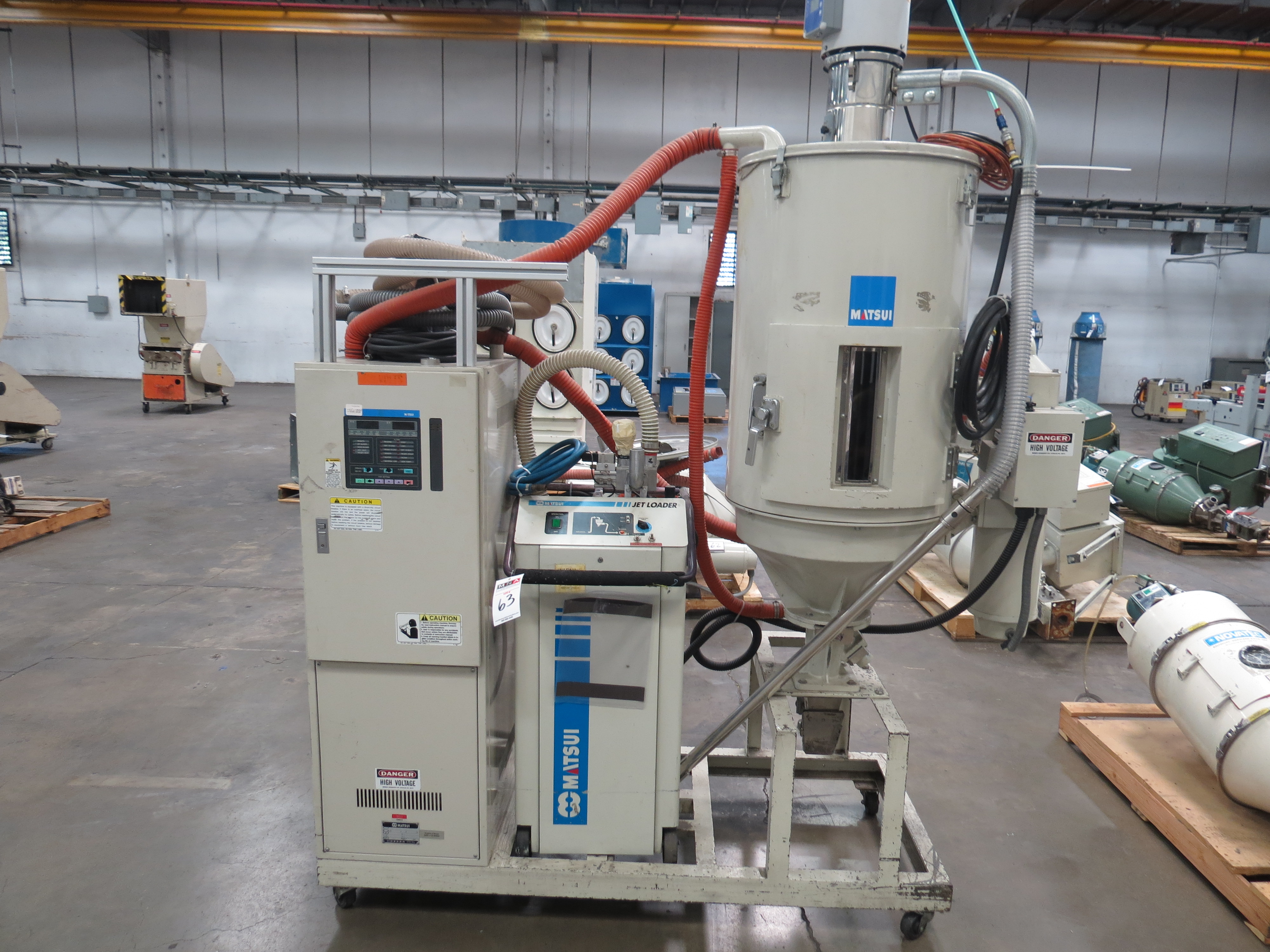 MATSUI DRYER / HOPPER AND JET LOADER HOPPER MODEL DMZ-120 ON CART MFG ...