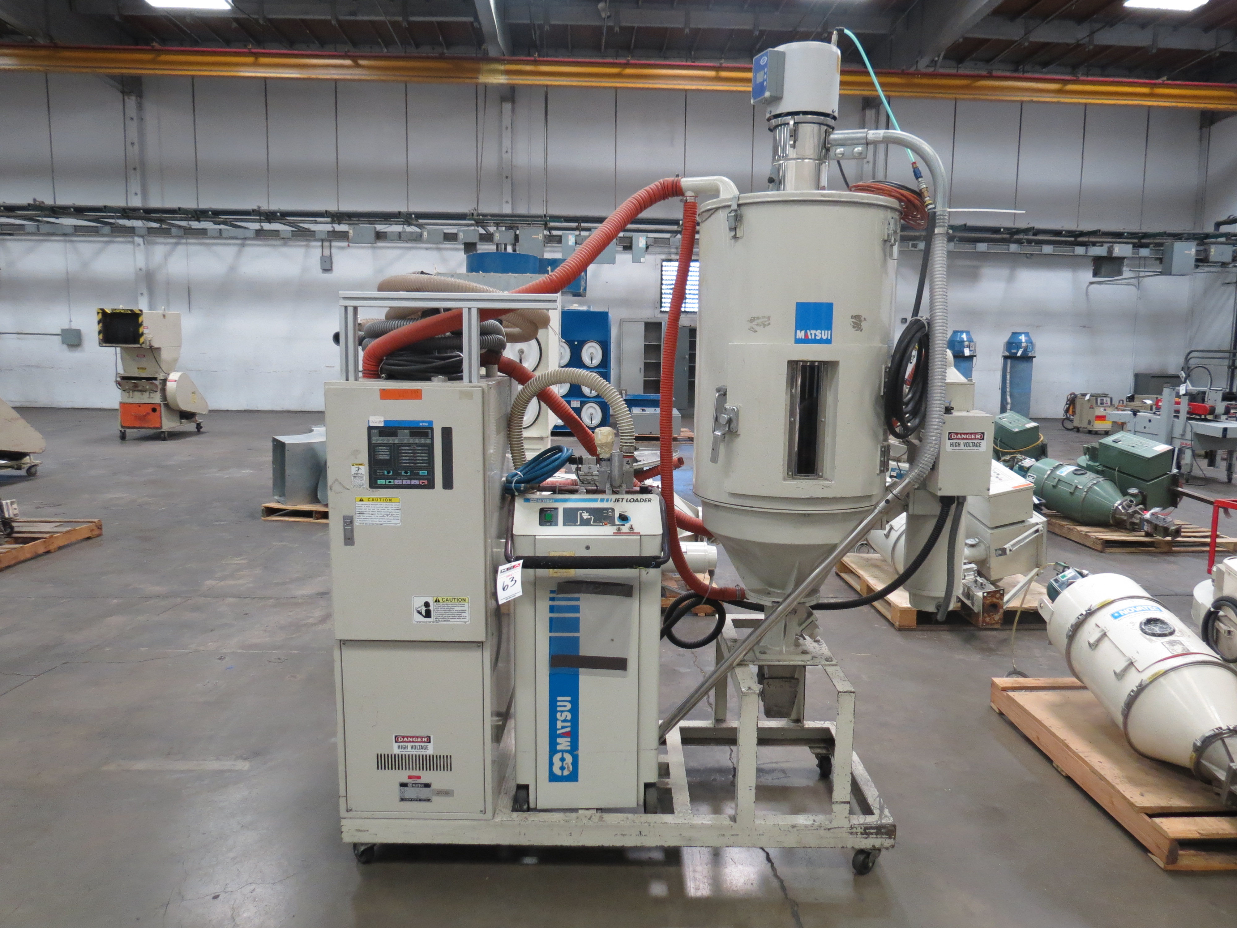 MATSUI DRYER / HOPPER AND JET LOADER HOPPER MODEL DMZ-120 ON CART MFG ...