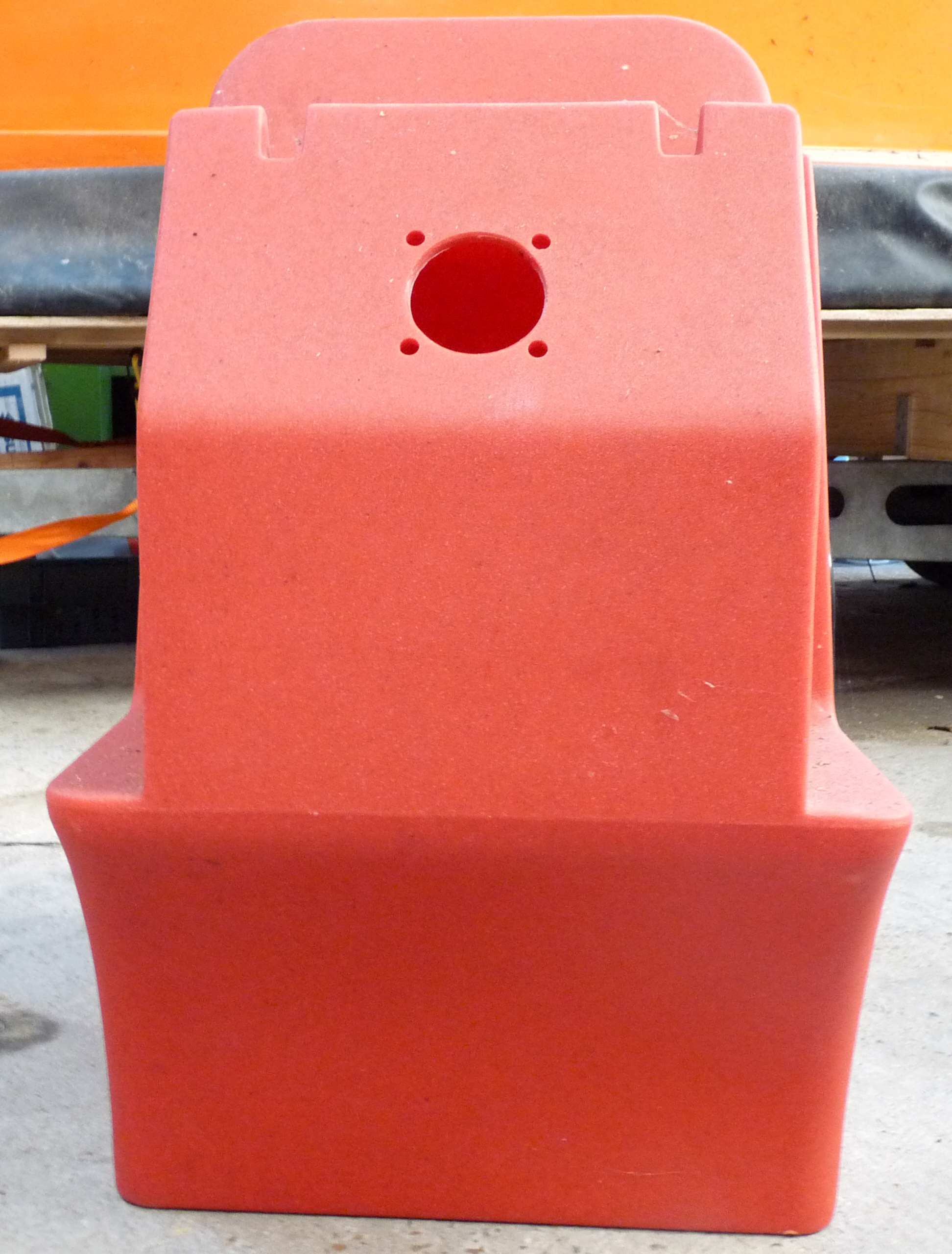 STEERING CONSOLE Small red plastic boat steering console with fittings ...