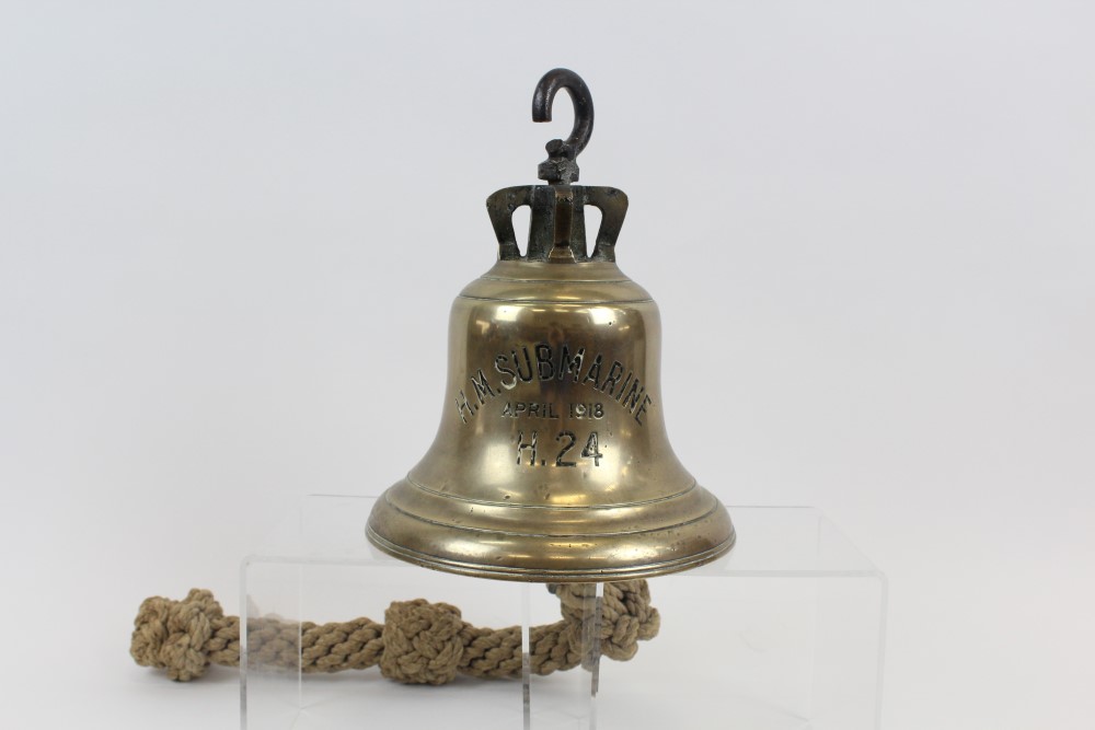 Rare First World War period ship's bell from HM Submarine H.24, cast in ...