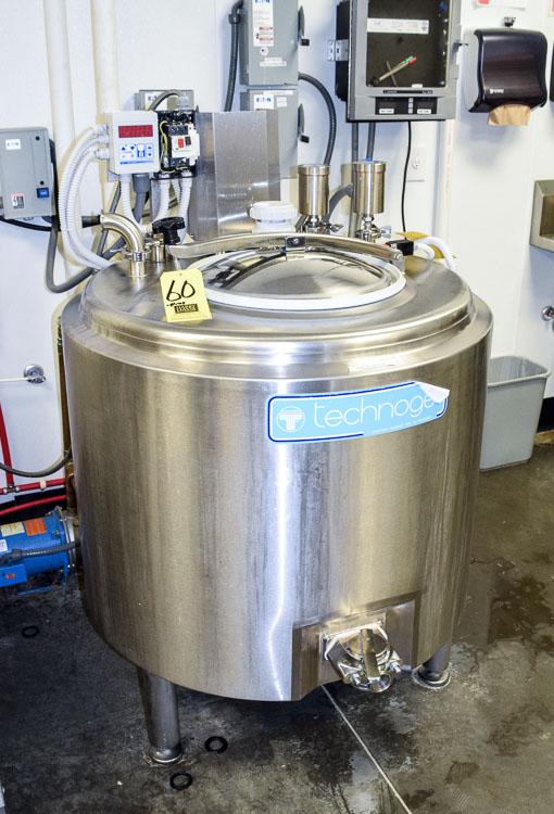 Technogel 300 Liter Jacketed S/S Vat Pasteurizer, Model TM-300LT, with Pump and Vertical Agitato