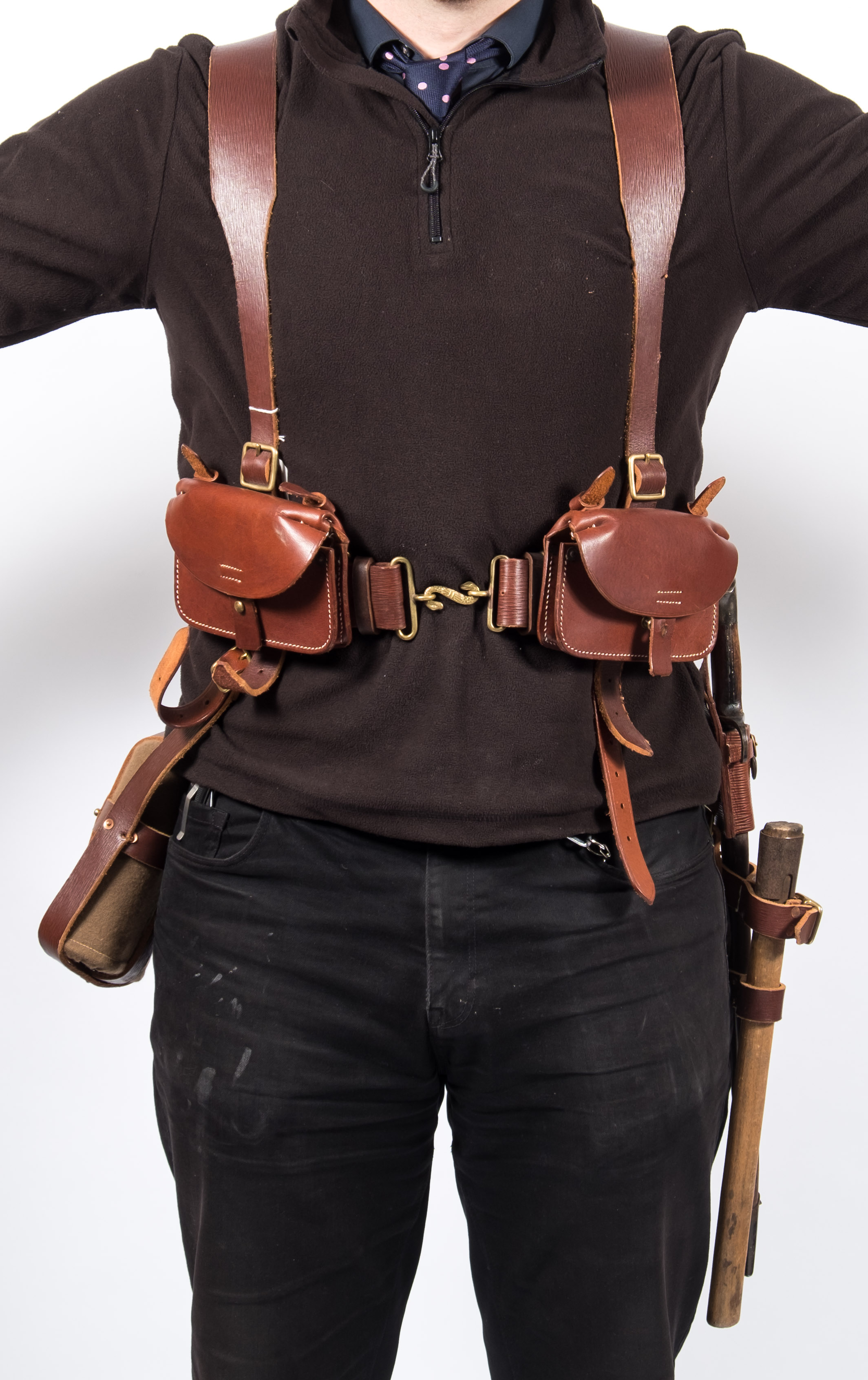 A re-enactment set of WWI 1914 pattern leather webbing:, with period ...