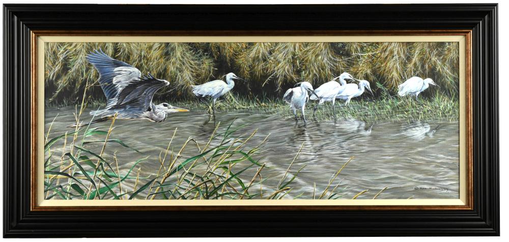 § Alan M Hunt (British, b. 1947) Herons signed lower right "Alan M Hunt ...
