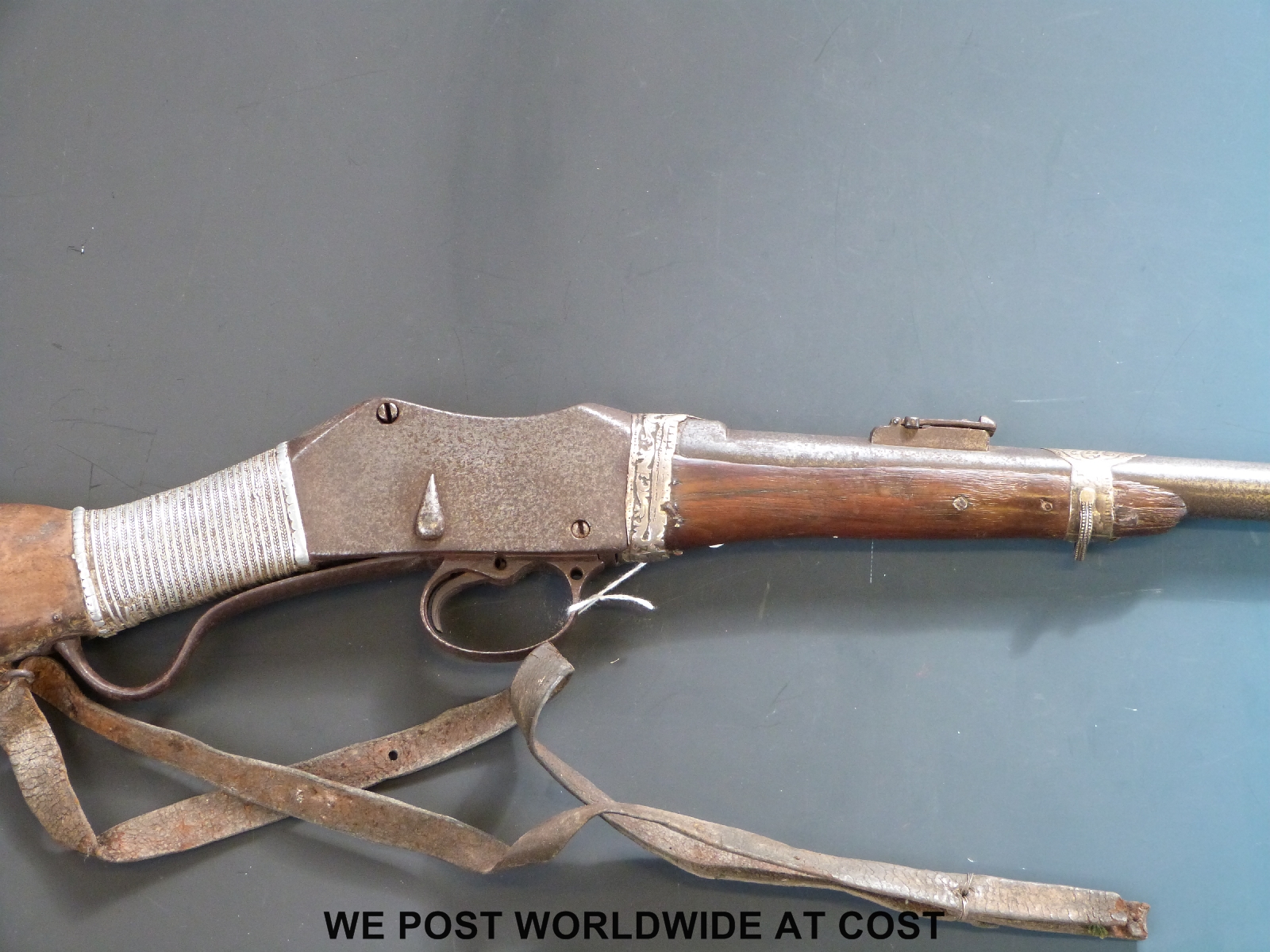 An Afghan or Indian Martini Henry rifle decorated with engraved white ...