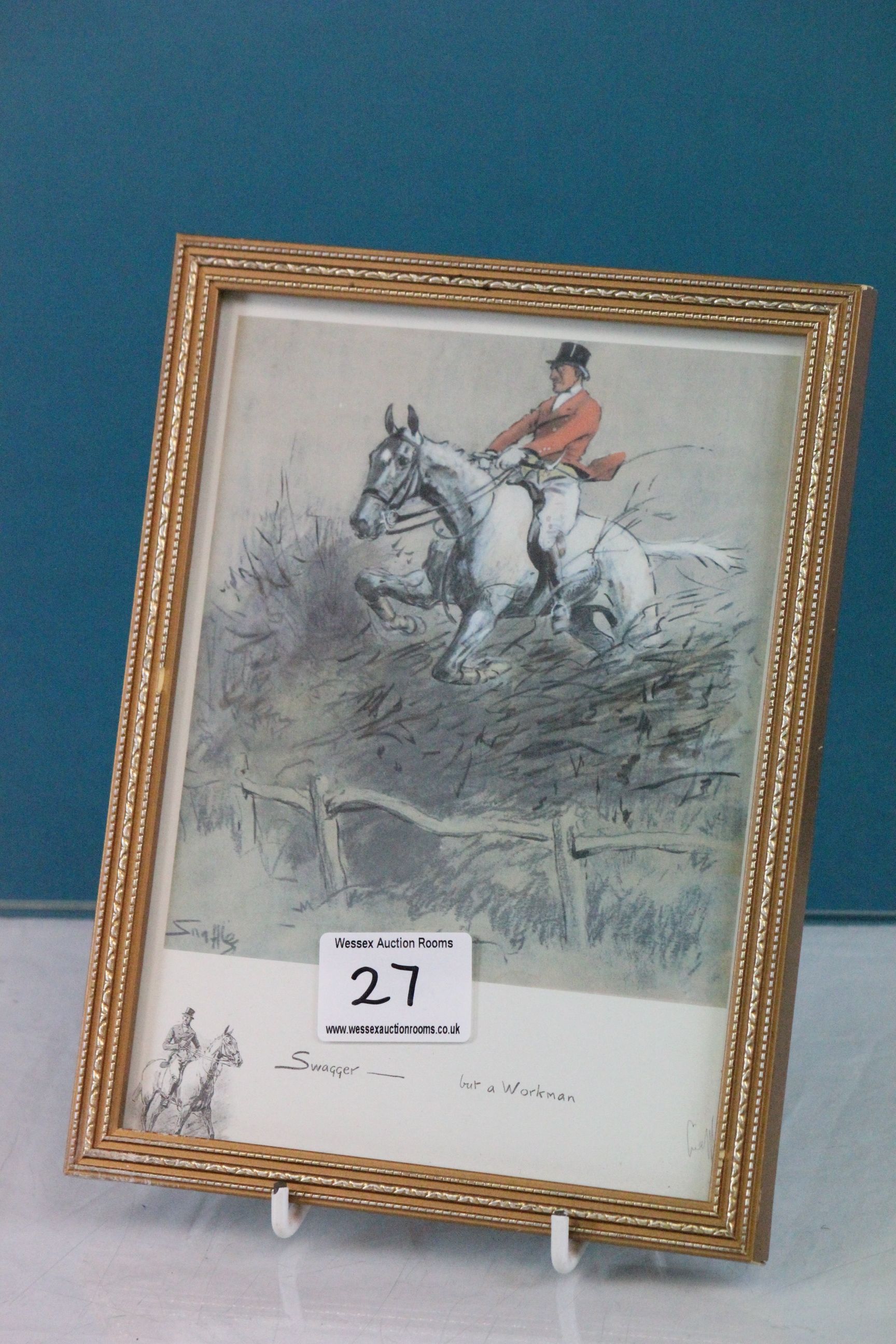 Framed and Glazed Snaffles Hunting Print with Snaffles Printed ...