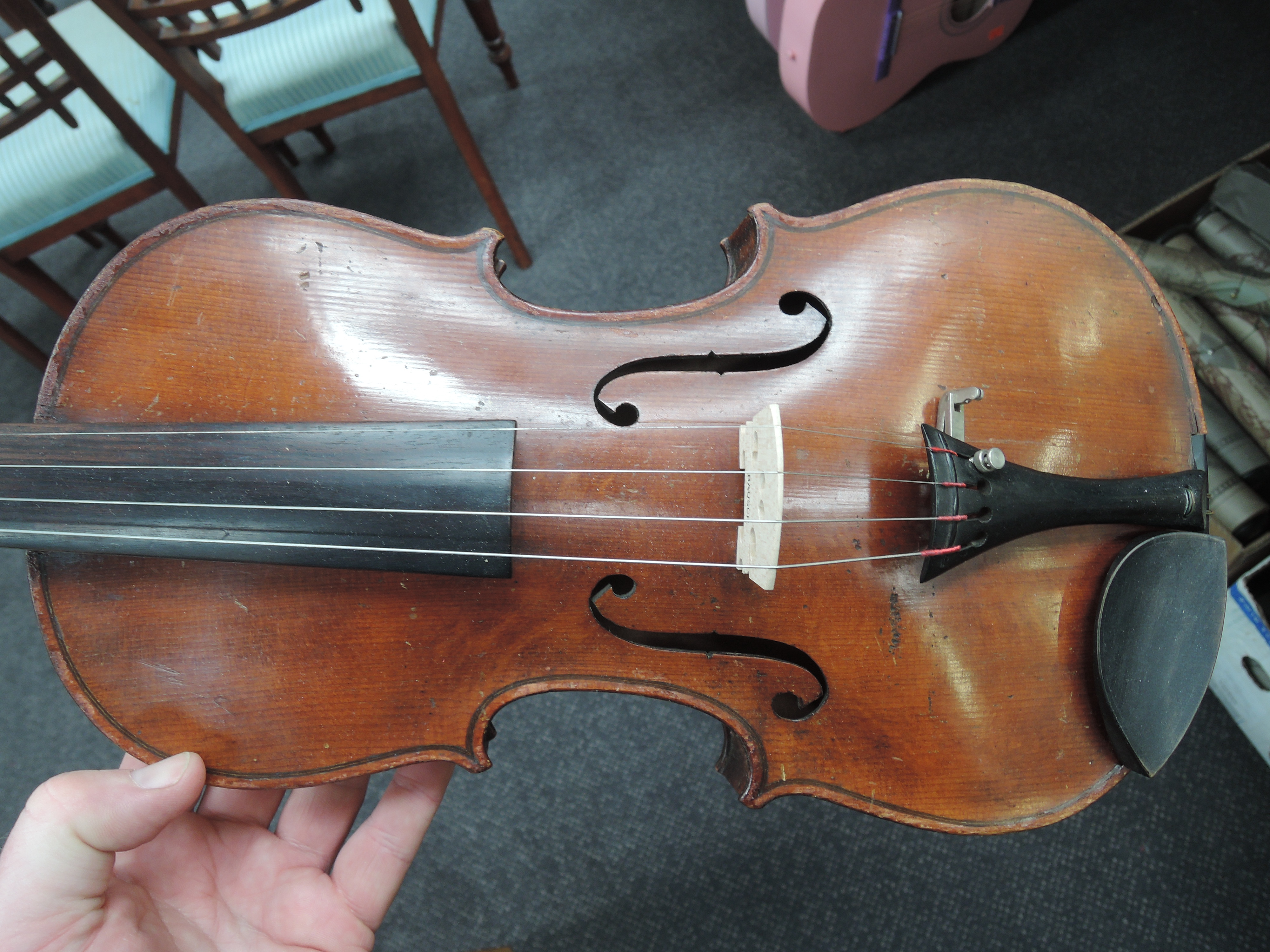 A traditional violin, probably 19th Century, having two piece back, no ...